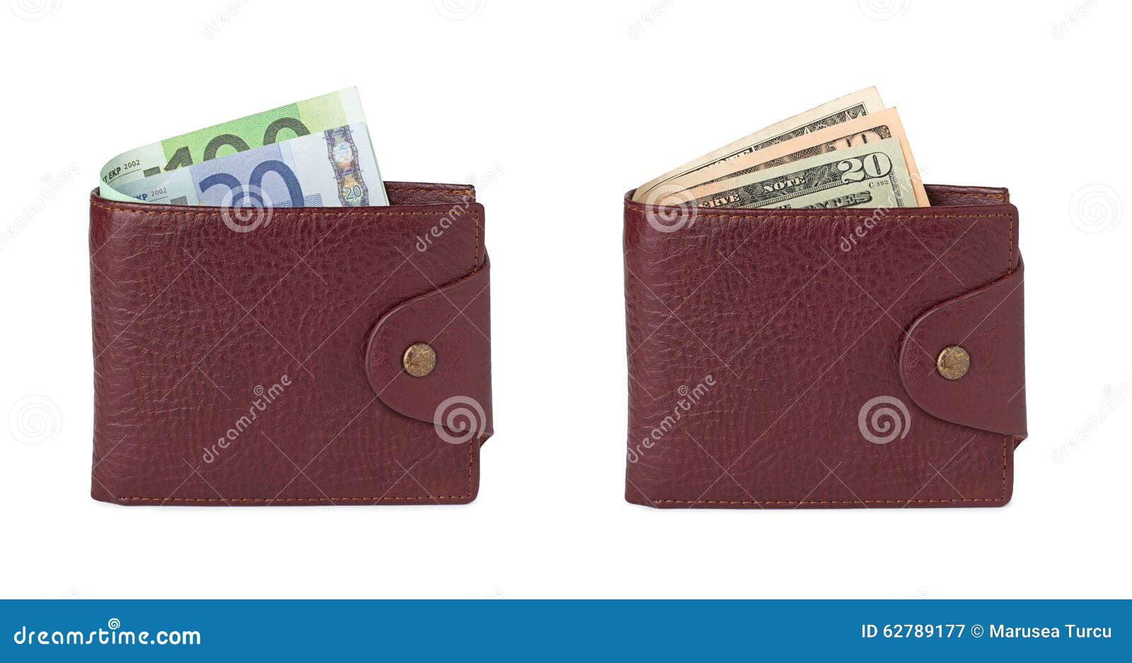 Euro and Dollars in Wallets Stock Image - Image of background, black ...
