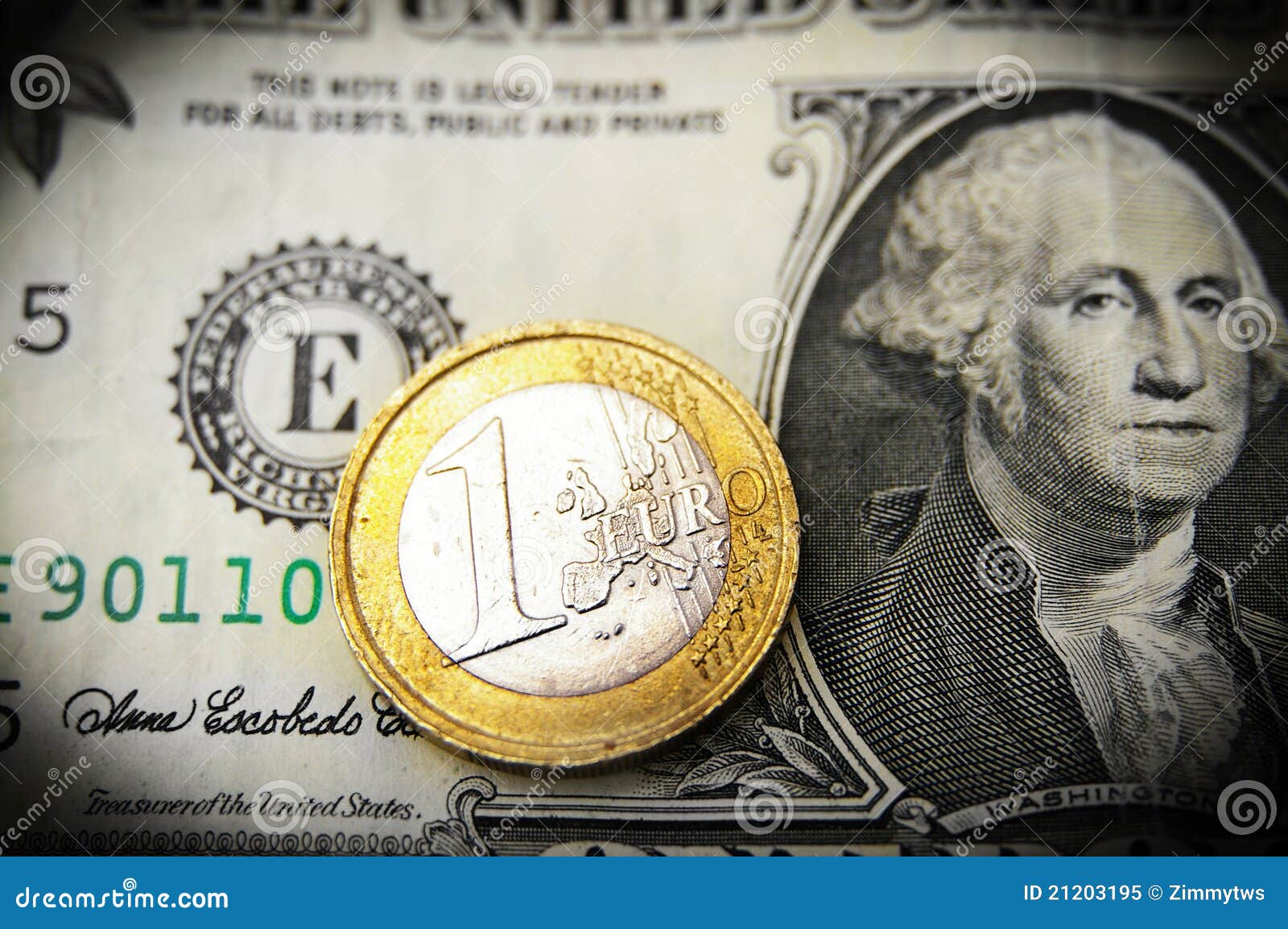 Euro e dollaro immagine stock. Immagine di valuta, finanziario - 21203195
