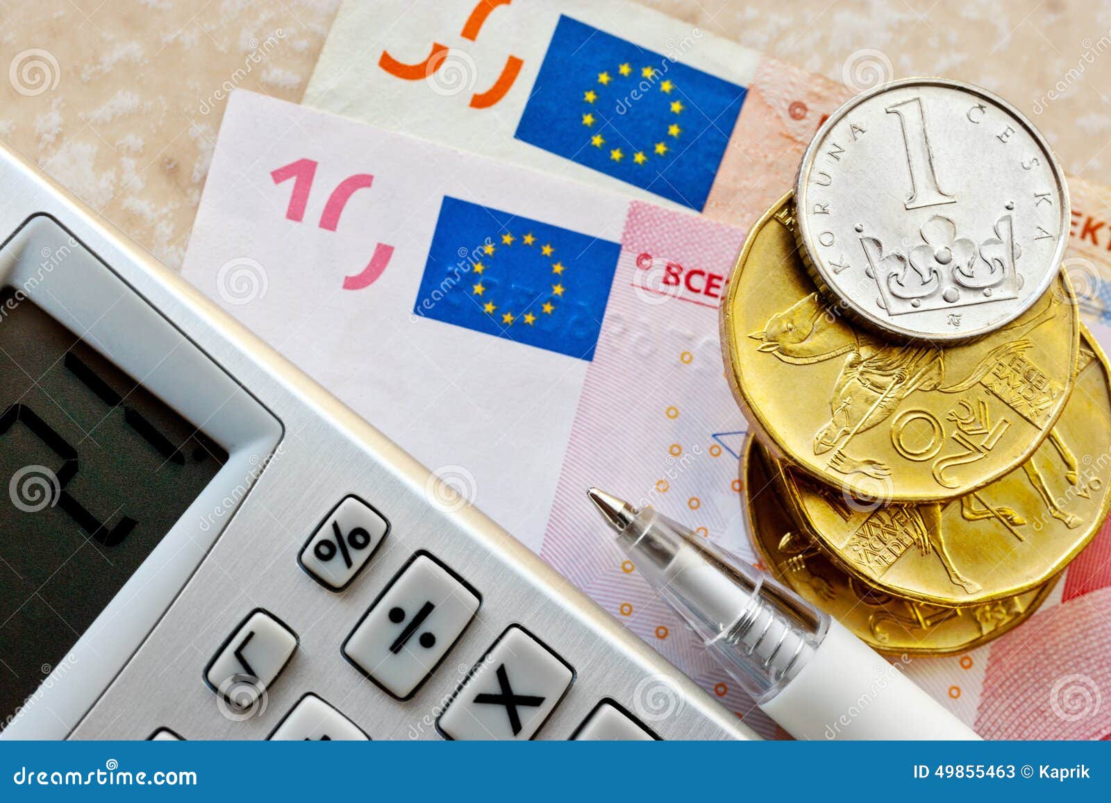 Euro E Soldi Cechi Della Corona Immagine Stock - Immagine di contanti ...