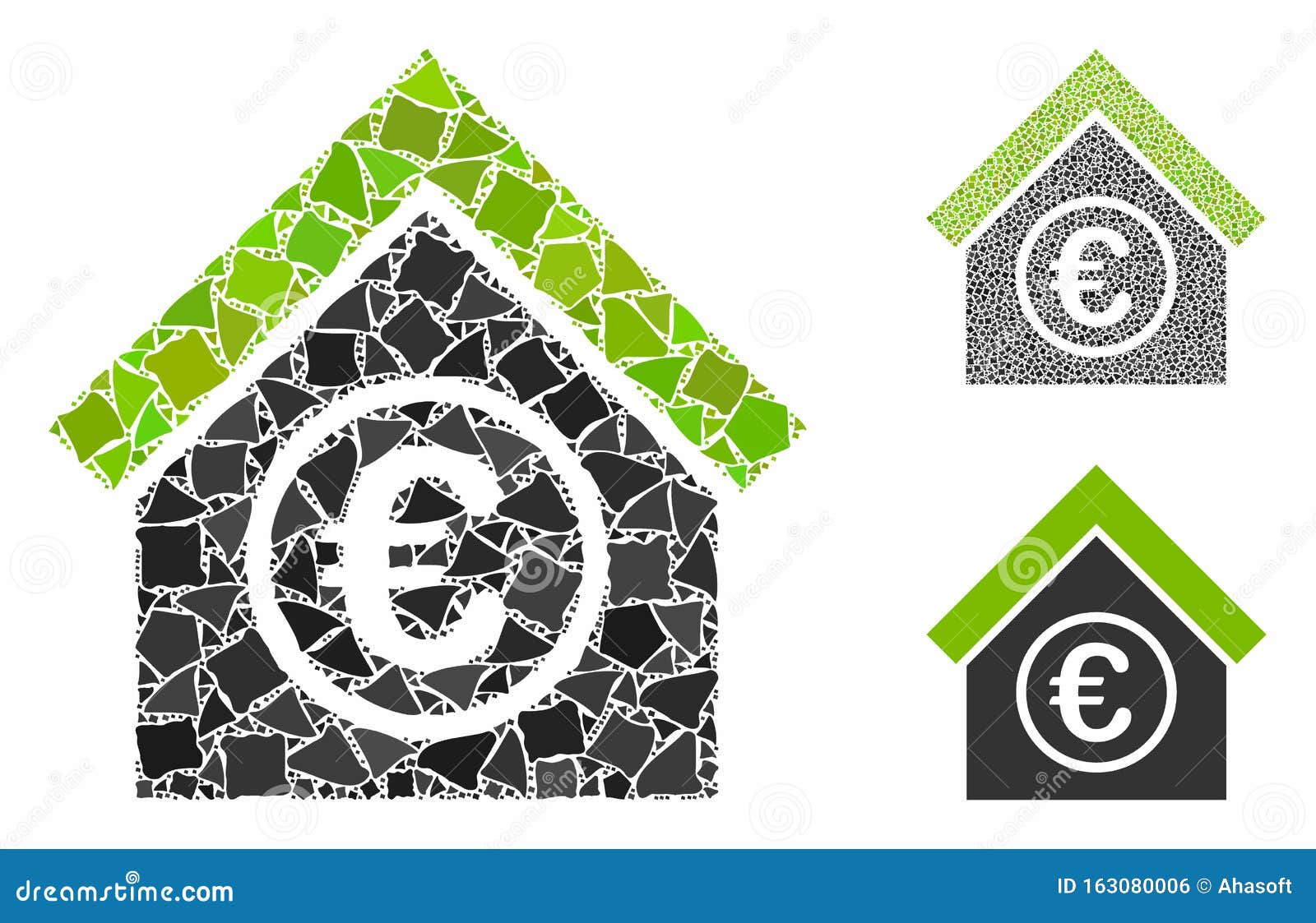 Euro Financial Center Composition Icon of Irregular Pieces Stock ...