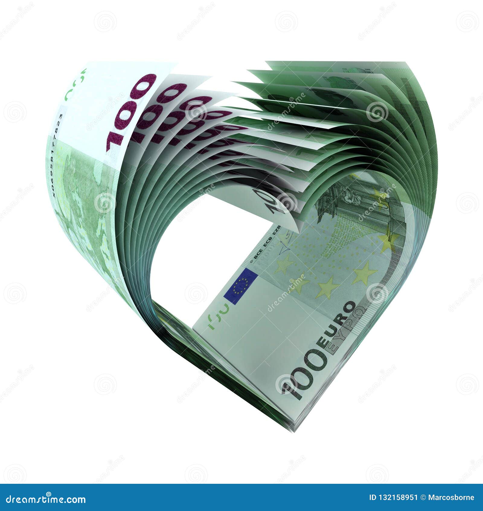 100 Euro Notes As a Shape of Heart Stock Illustration - Illustration of ...