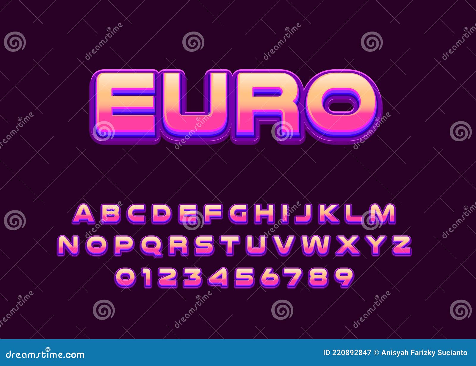 Euro Gradient Font Alphabet. Modern Fancy Vector Alphabet and Number ...
