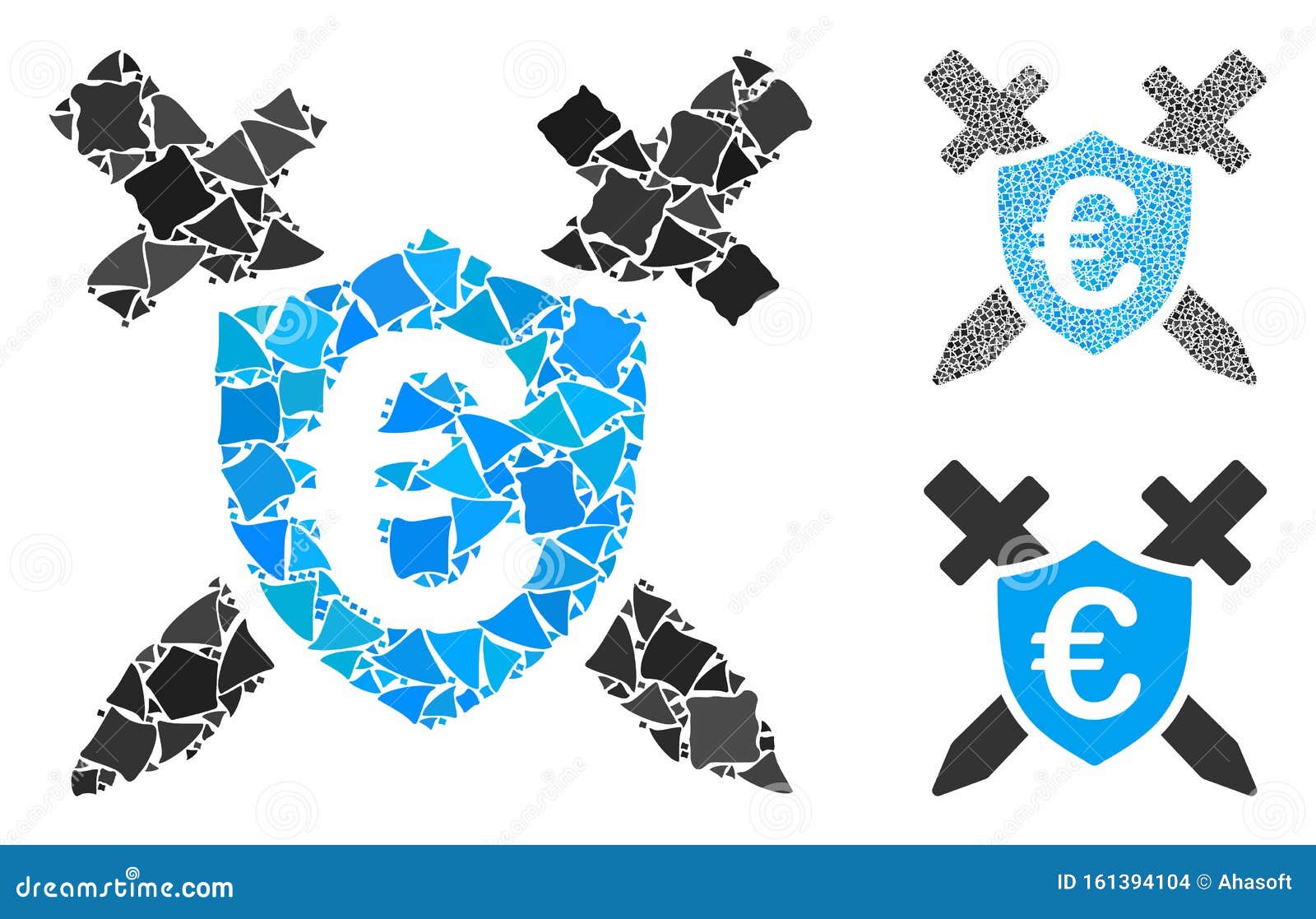 Euro Guard Shield Composition Icon of Rugged Items Stock Vector ...