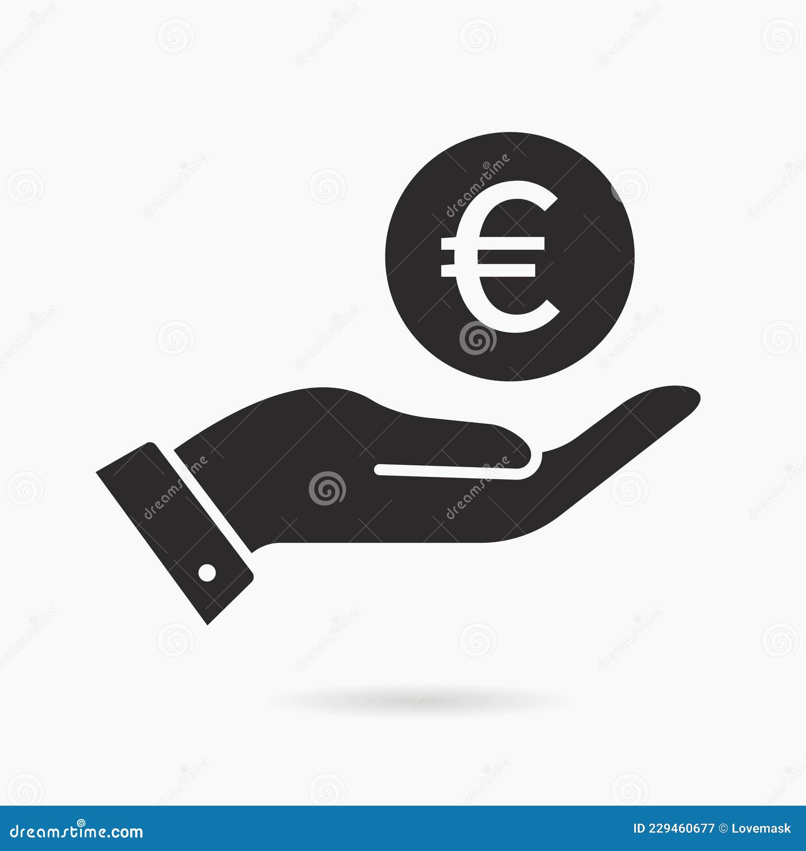 Euro in Hand Icon on White Background. Vector Illustration. Stock ...