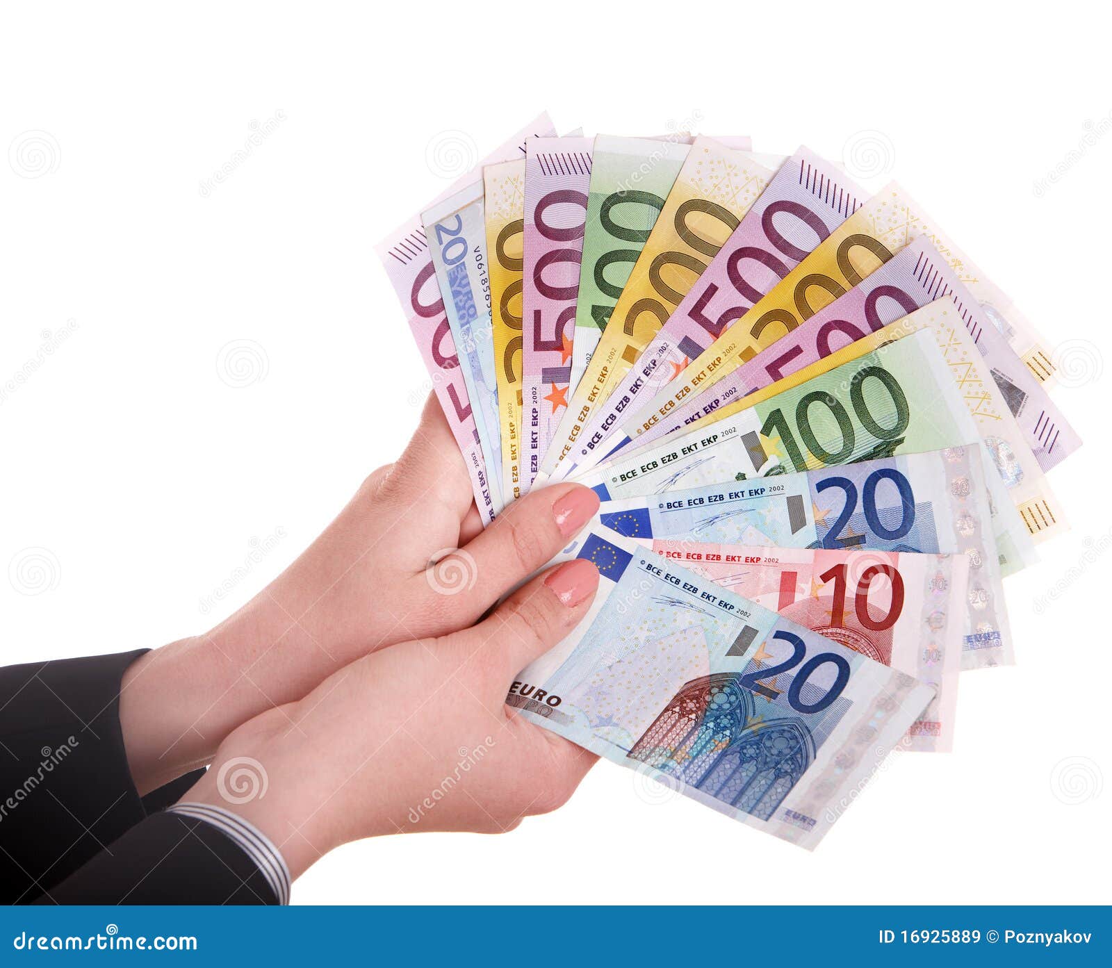 Euro in hand van het geld. stock afbeelding. Image of lichaam - 16925889