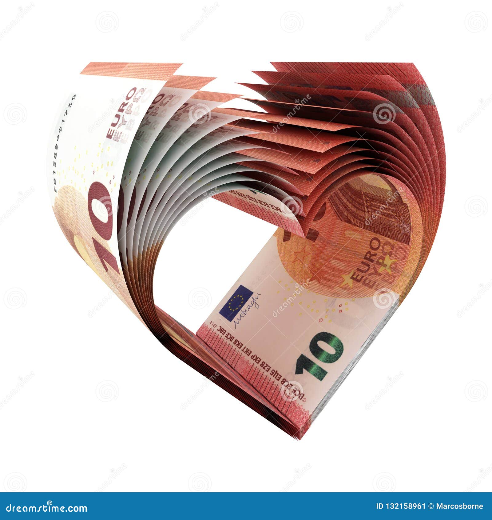 100 Euro Notes As a Shape of Heart Stock Illustration - Illustration of ...