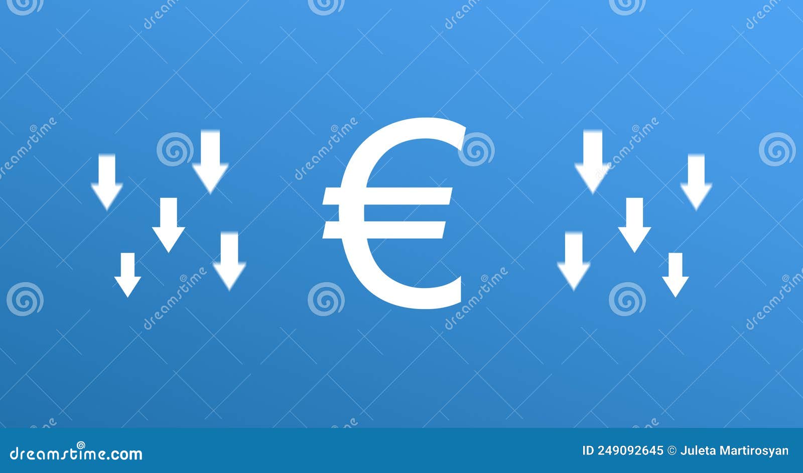 Euro Icon with Down Arrow. Falling Rate Stock Illustration ...