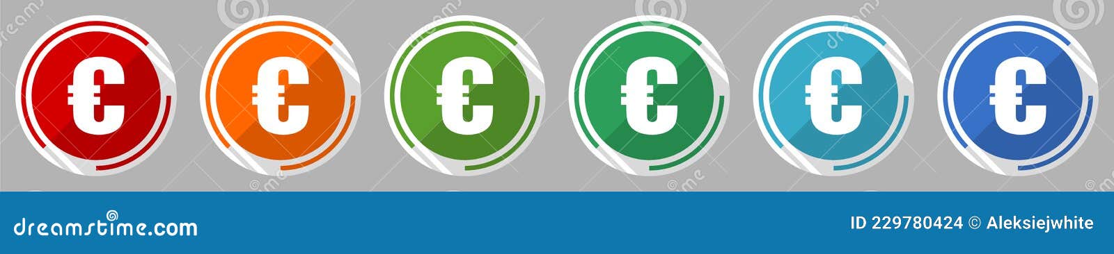 Euro Icon Set, Vector Illustration in 6 Colors Options for Webdesign ...
