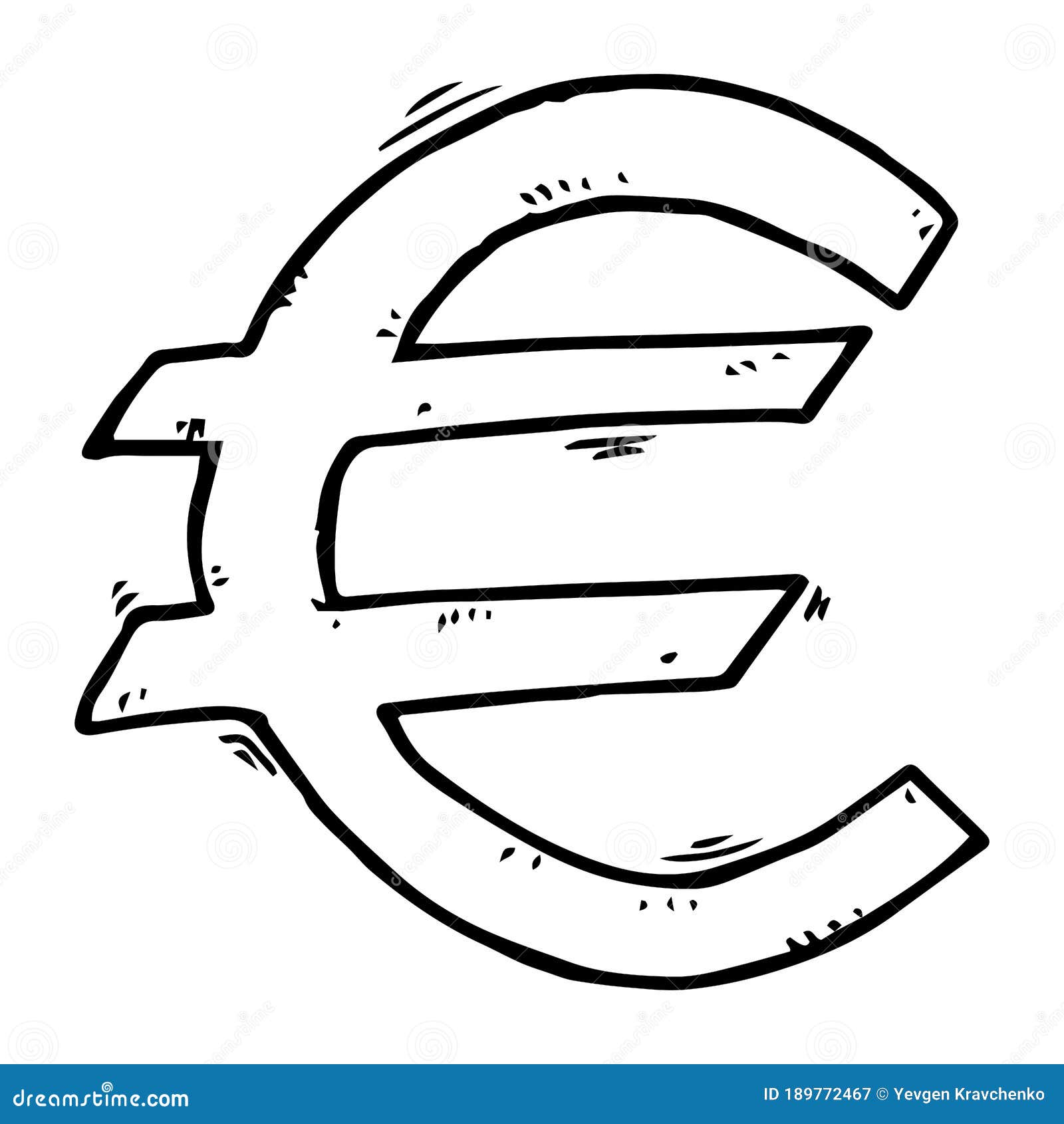 Euro Icon. Vector Illustration of Euro Sign. Hand Drawn Euro Sign Stock ...