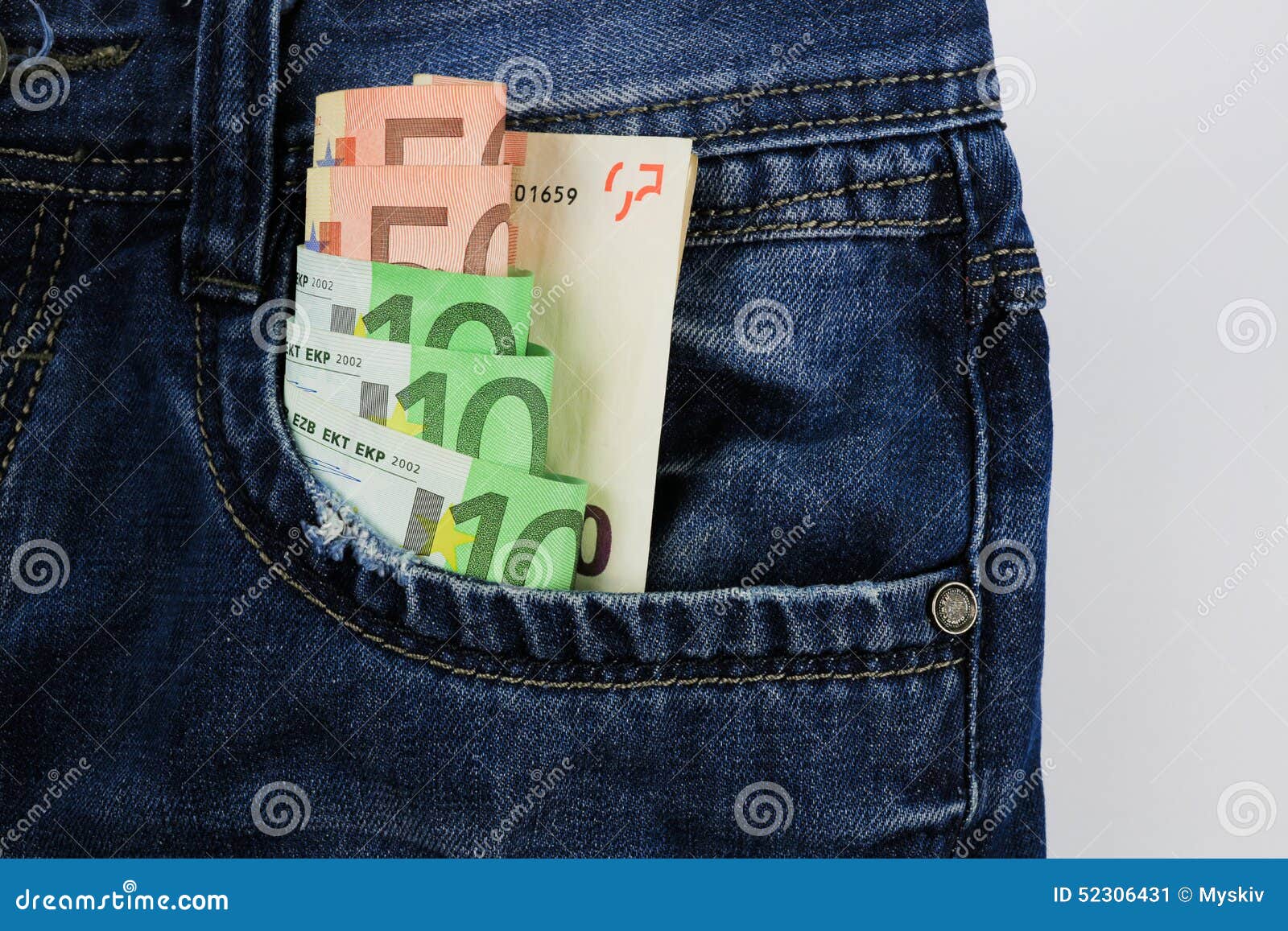 Euro in jeans stock image. Image of pocket, wealth, paper - 52306431