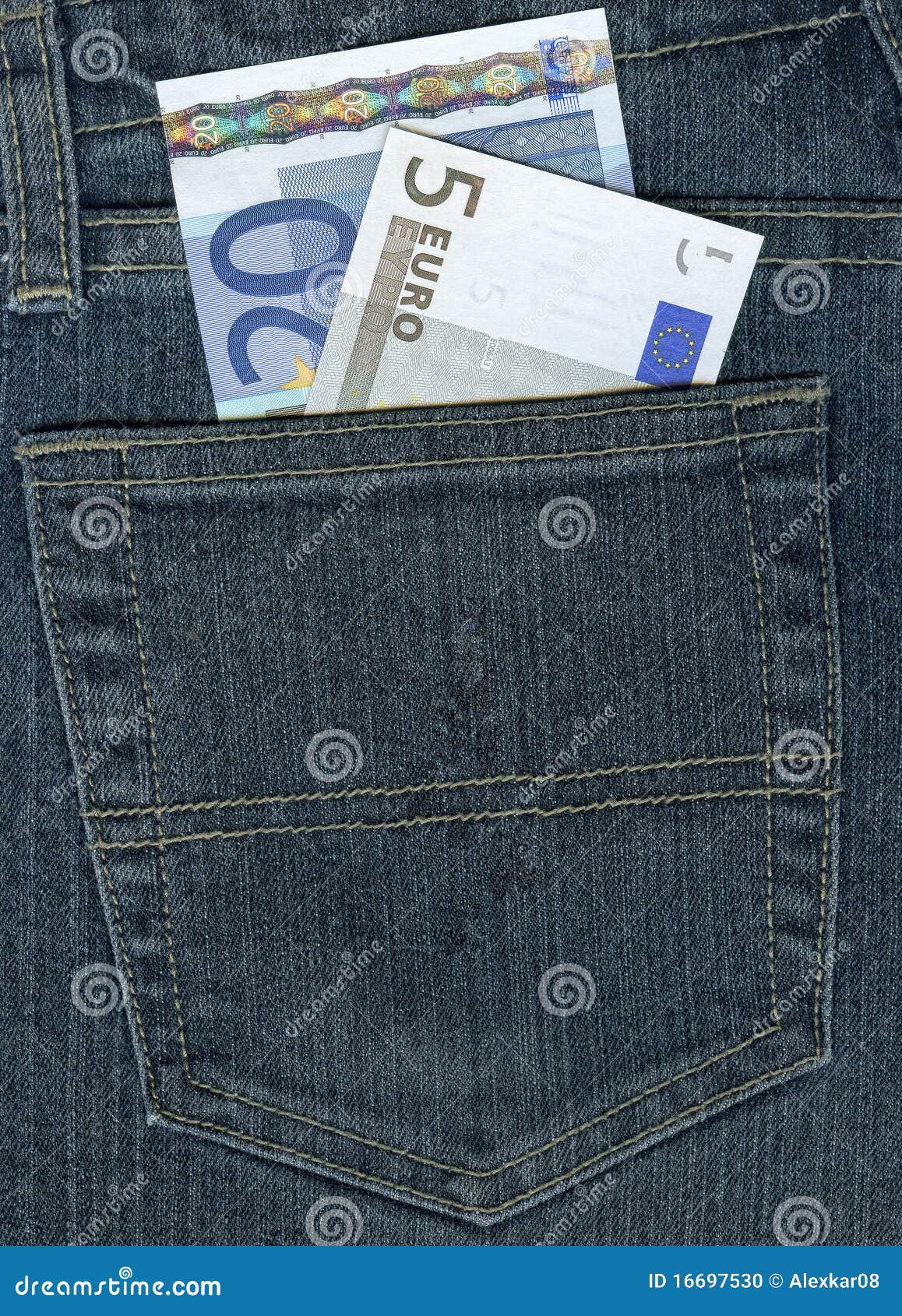 Euro in a jeans pocket stock photo. Image of loan, money - 16697530