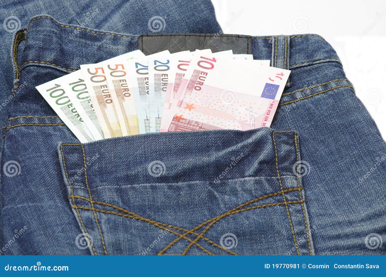 Euro in a jeans pocket stock image. Image of blue, currencies - 19770981