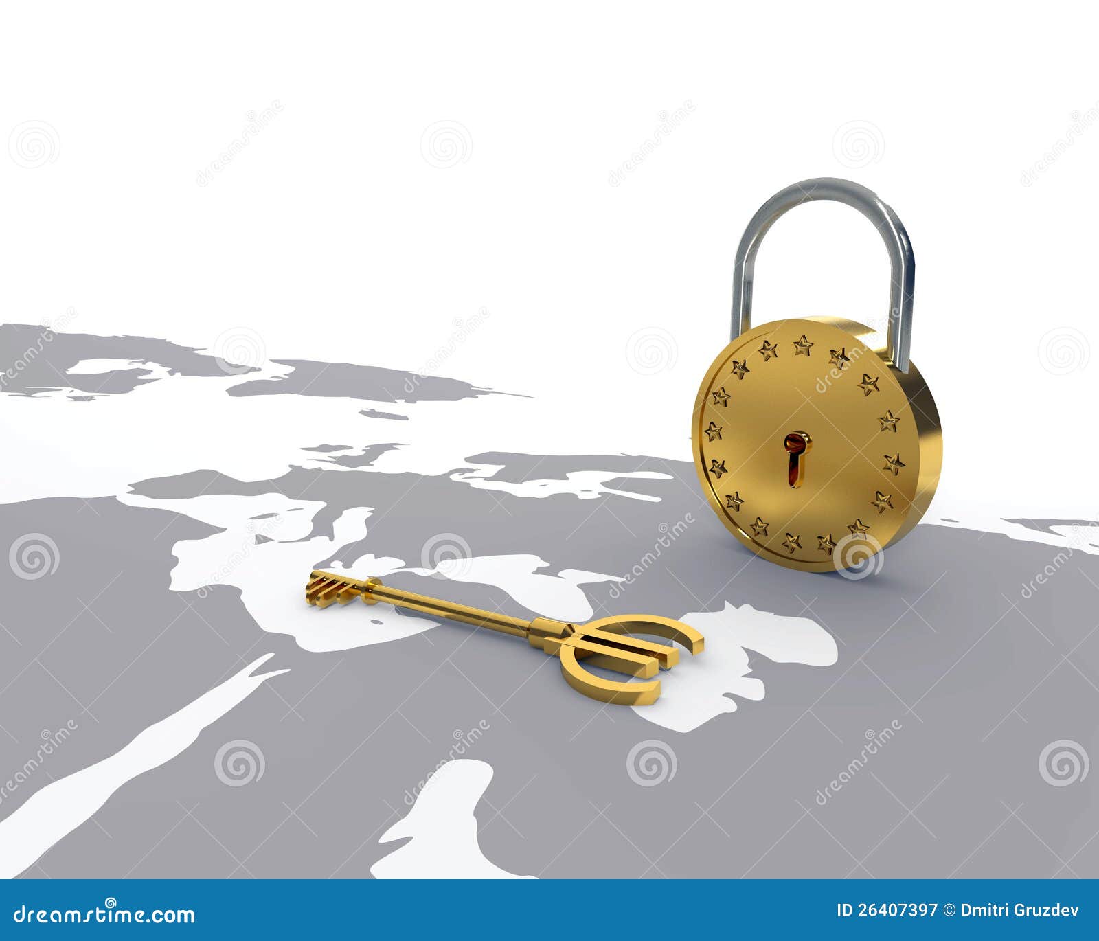 Euro key and lock stock illustration. Illustration of iron - 26407397