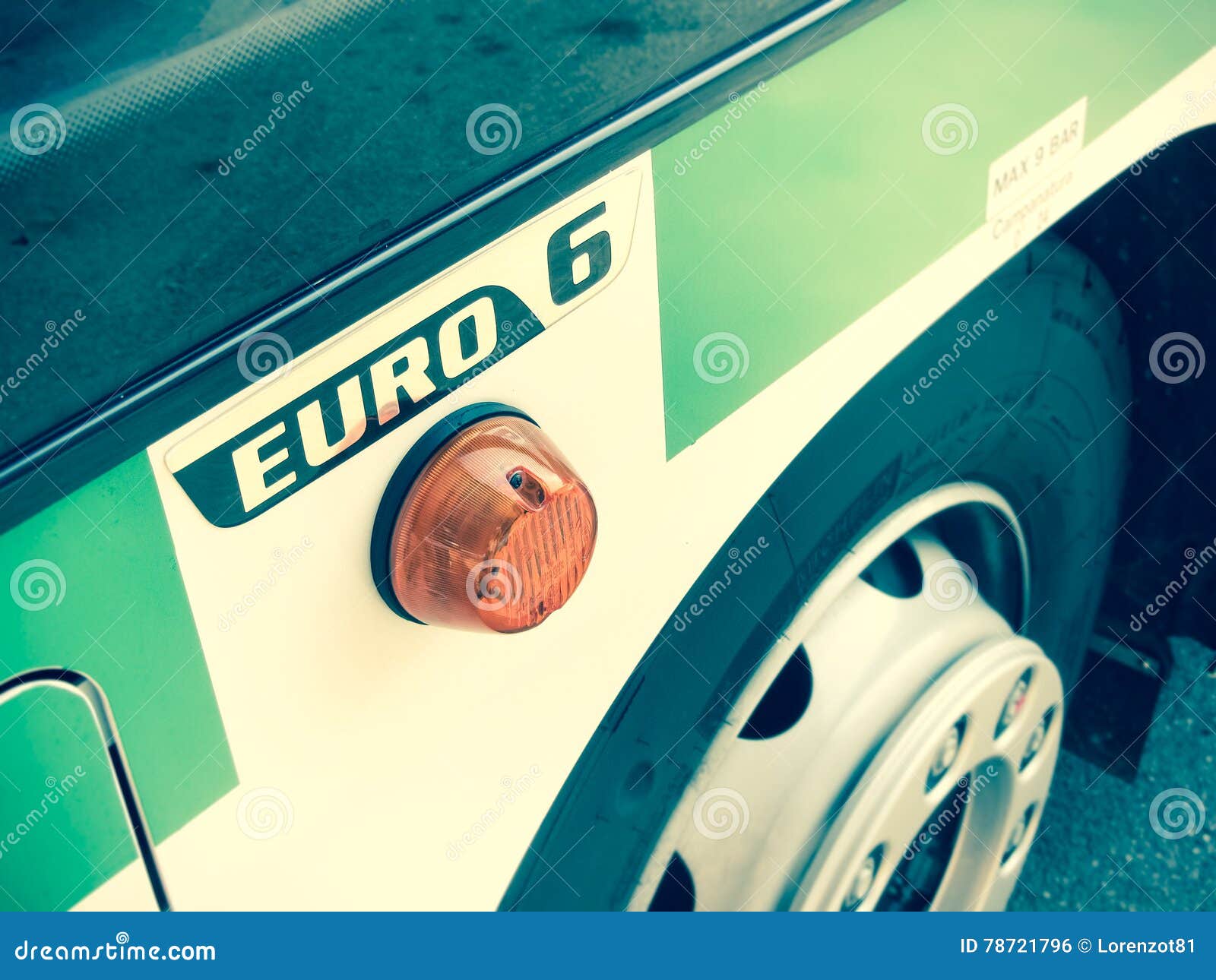 Euro 6 Label on Bus for Urban Transport Stock Photo - Image of engine ...