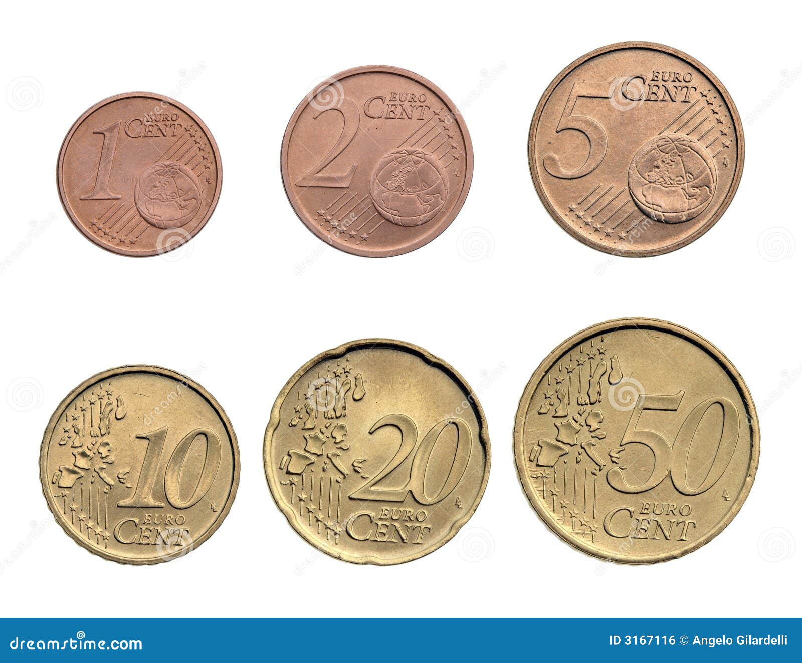 Euro- moedas dos centavos foto de stock. Imagem de cinqüênta - 3167116