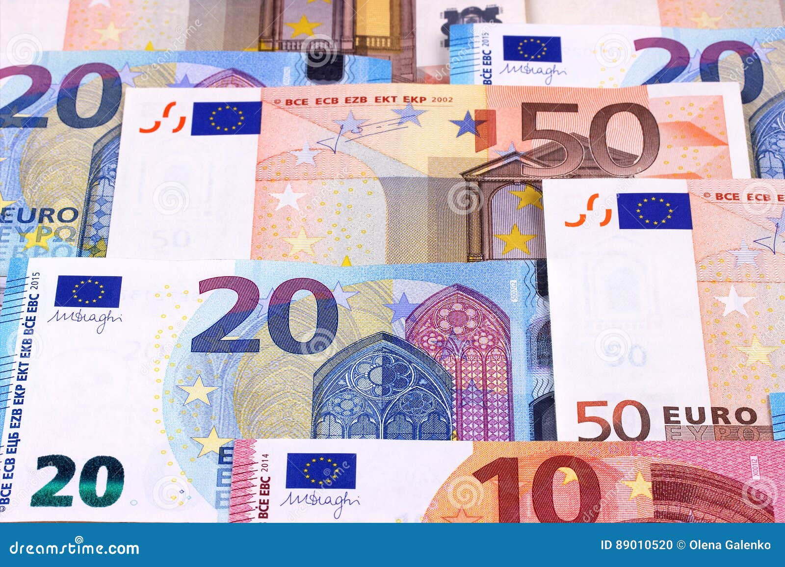 Euro Money Banknotes Different Denominations Abstract Background. Stock ...