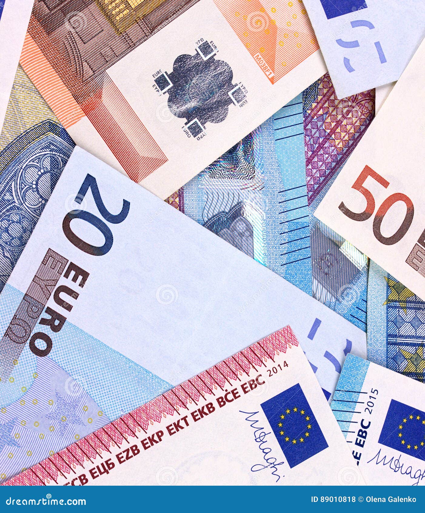 Euro Money Banknotes Different Denominations Abstract Background. Stock ...