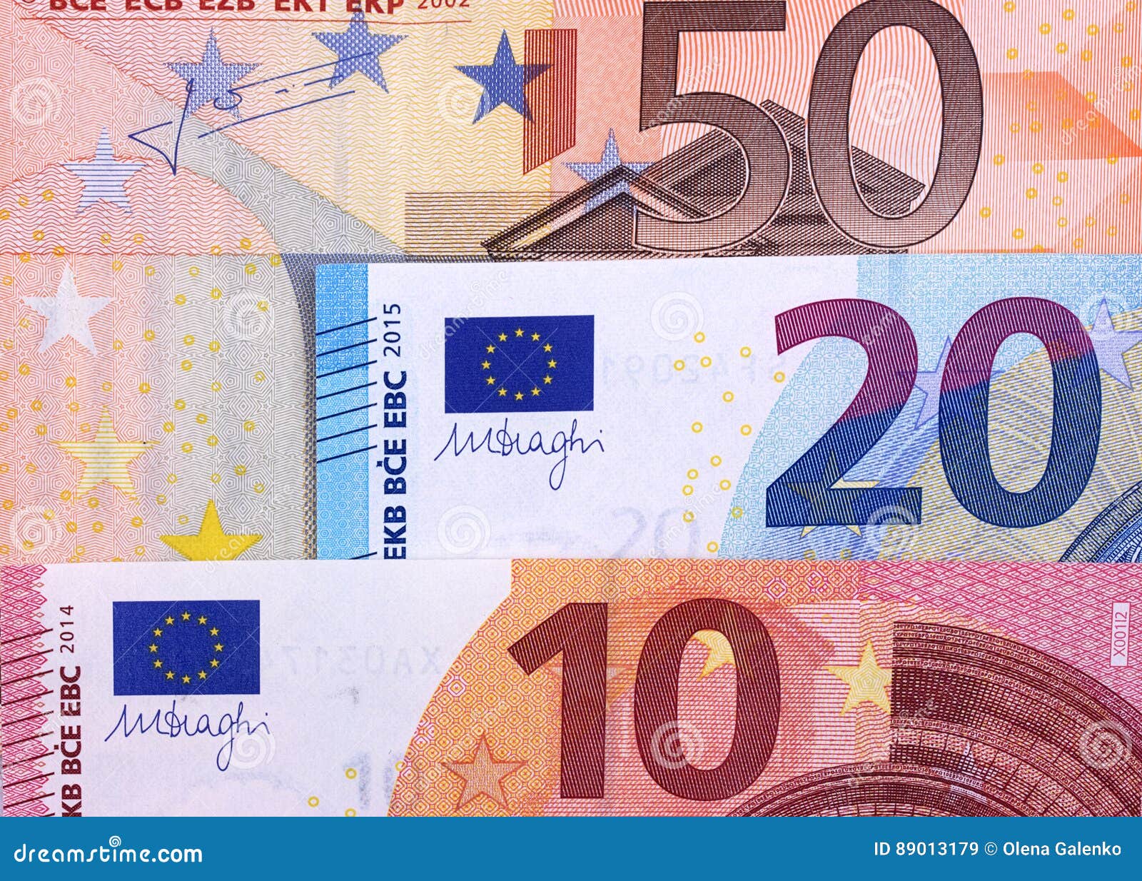 Euro Money Banknotes Different Denominations Abstract Background. Stock ...