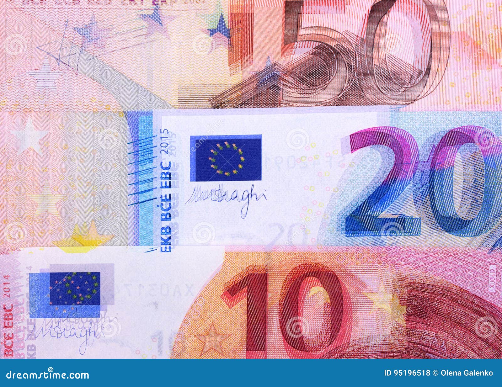 Euro Money Banknotes of Different Denominations Abstract Background ...