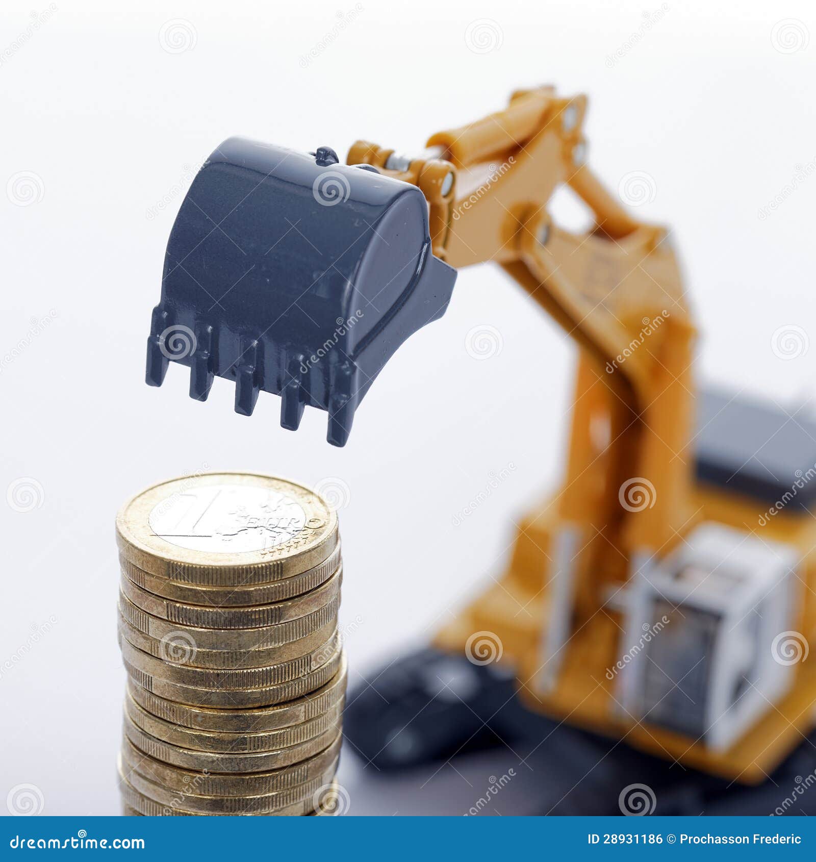Euro Money Coins With Digger Stock Photo - Image of cash, industry ...