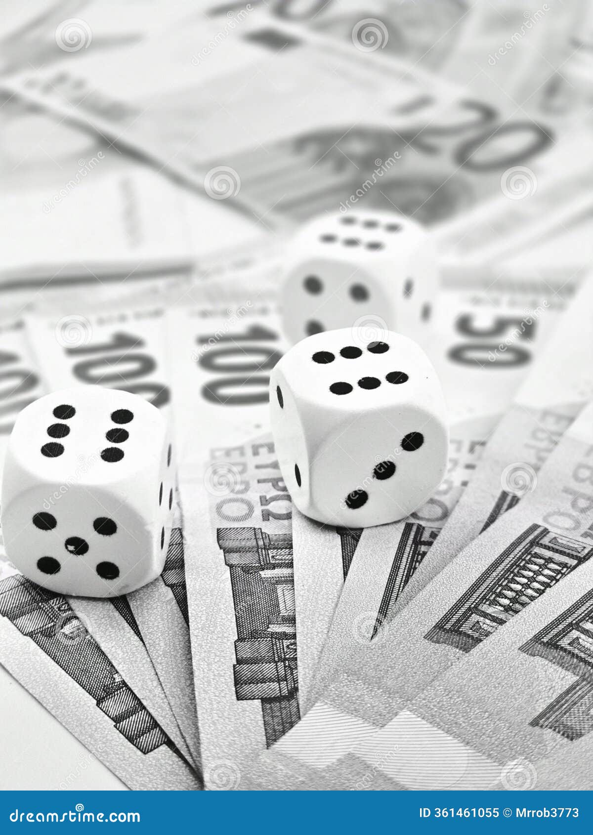Euro money and dice. stock image. Image of gadget, design - 361461055