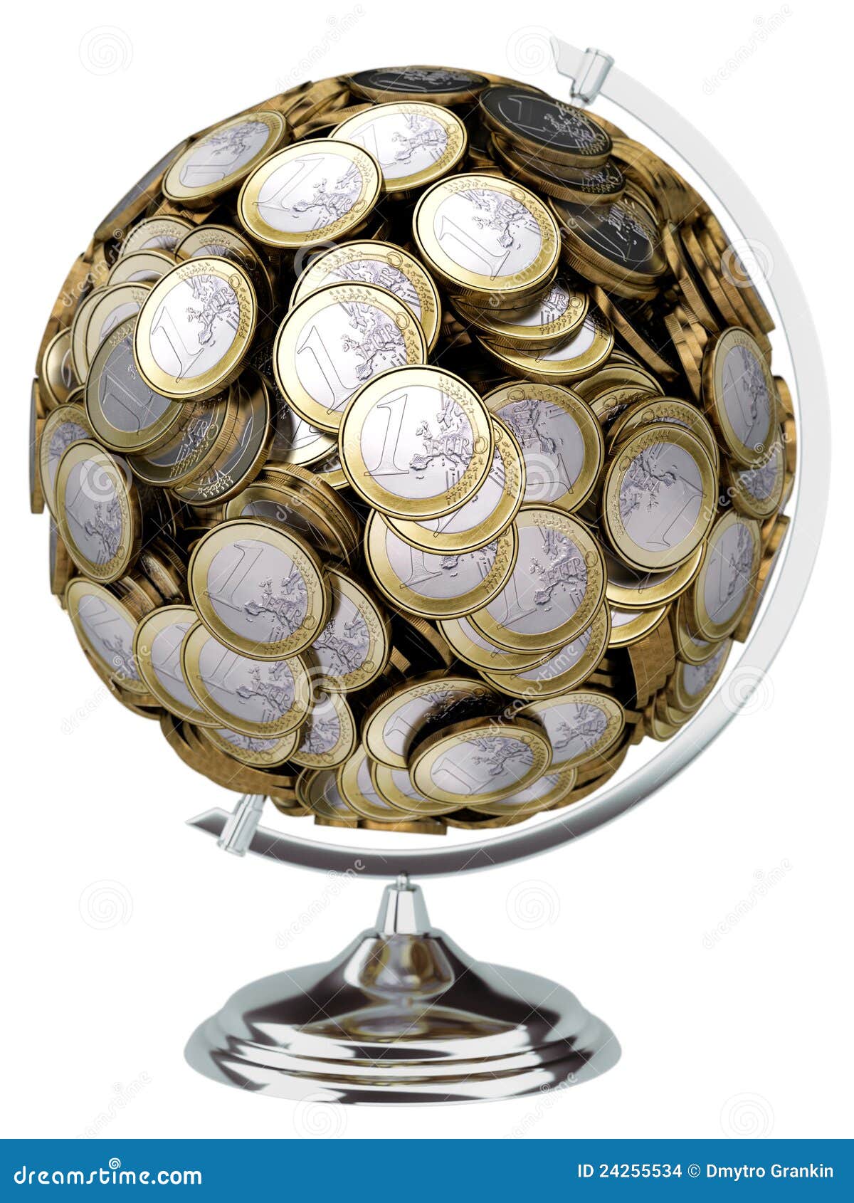 Euro Money Globe Isolated on White Background Stock Photo - Image of ...
