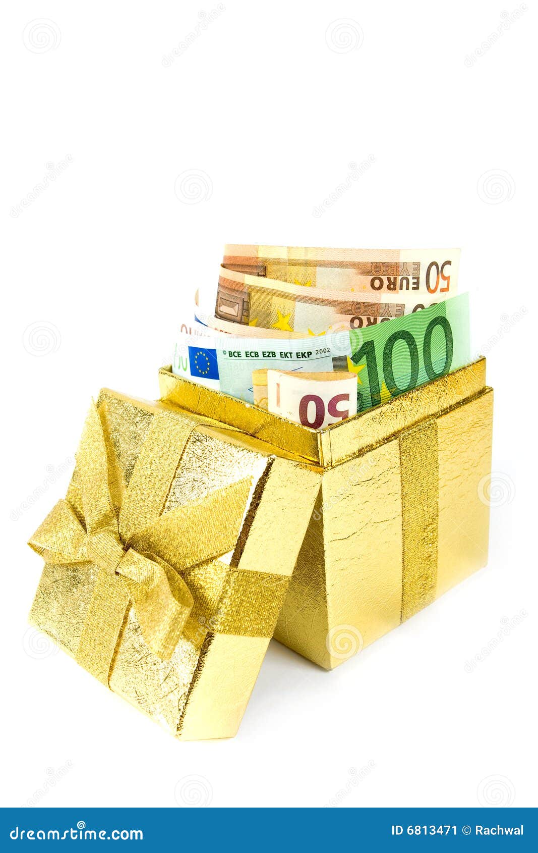 Euro Money in Golden Gift Box Stock Image - Image of finance, open: 6813471