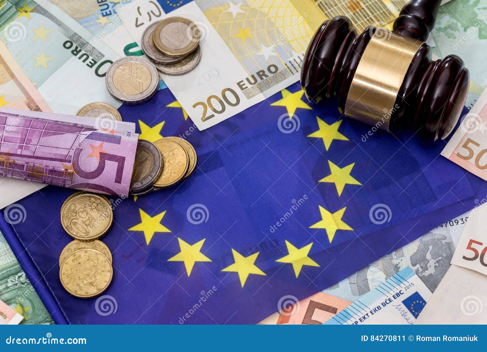 Euro Money with Hammer on Eu Flag Stock Image - Image of concept ...