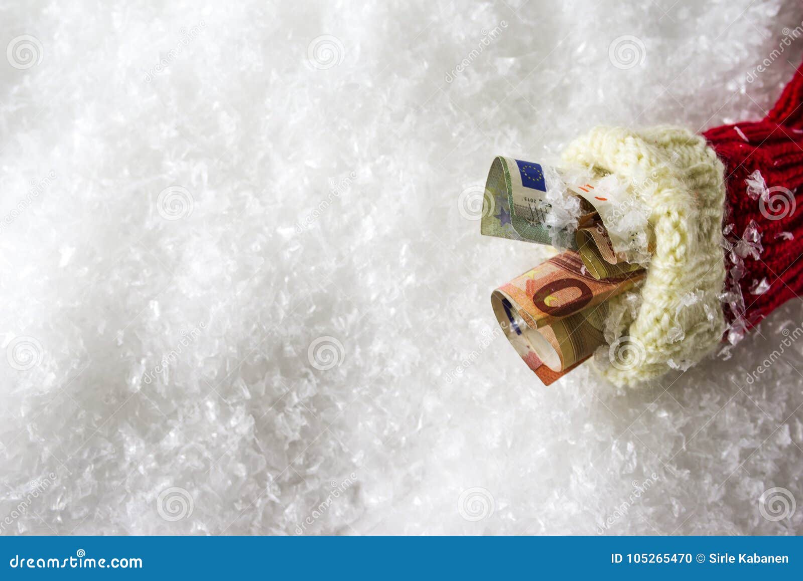 Euro Money in snow. stock photo. Image of abstract, green - 105265470