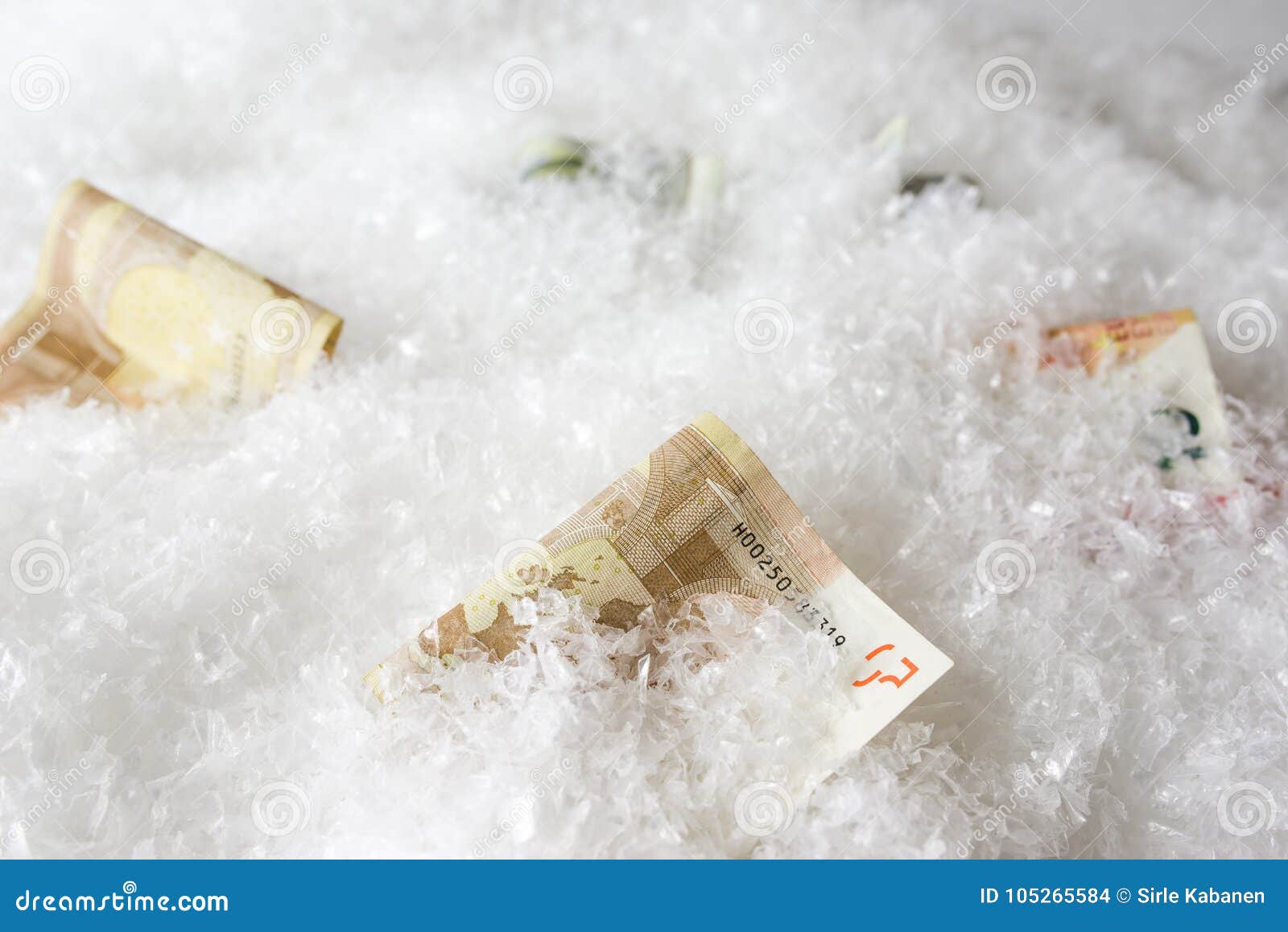Euro Money in snow. stock photo. Image of holiday, celebration - 105265584