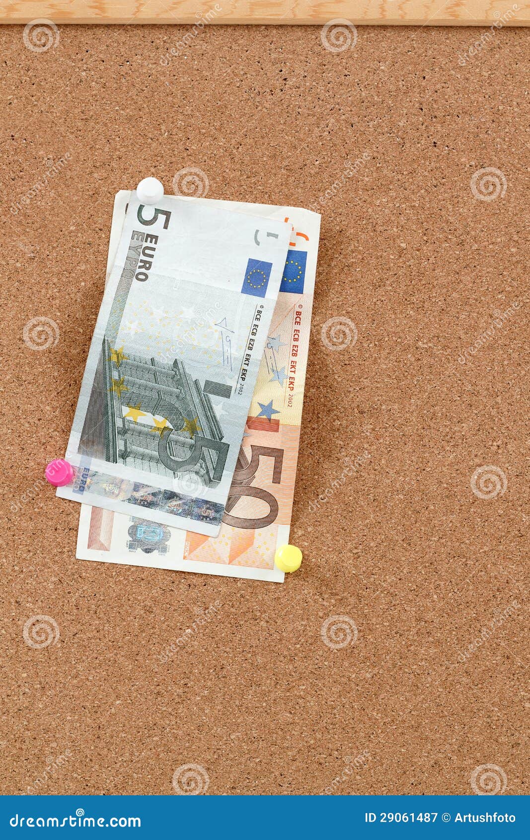 Euro moneys on cork board stock image. Image of paper - 29061487