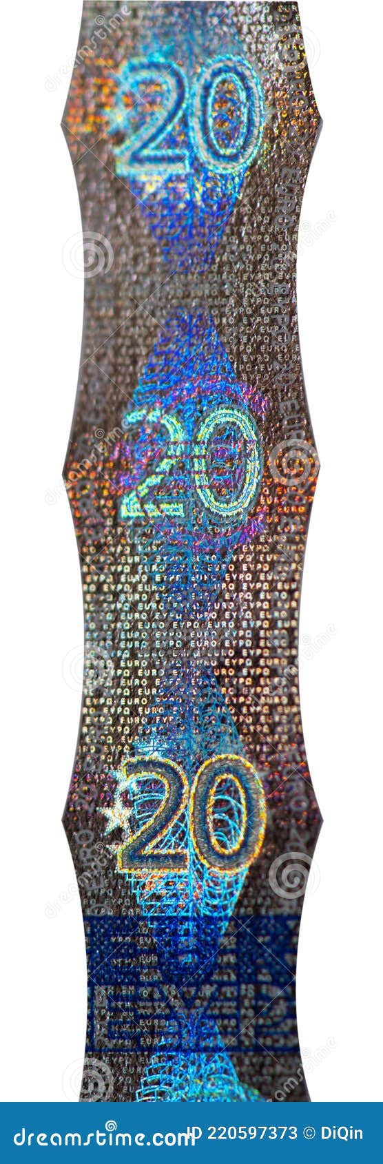 Holograms Security Features on 20 Euro Banknote Stock Image - Image of ...