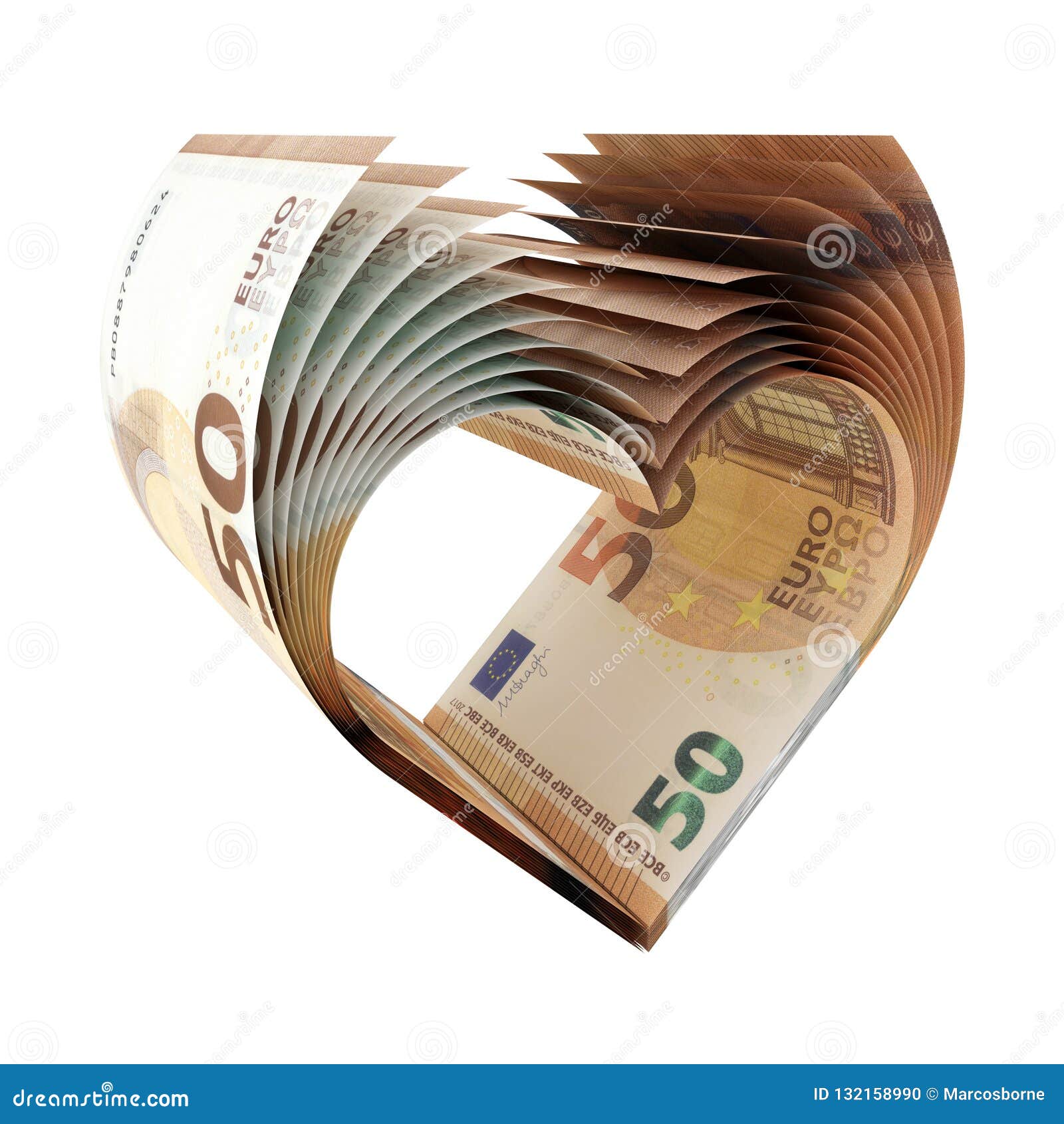 50 Euro Notes As a Shape of Heart Stock Illustration - Illustration of ...