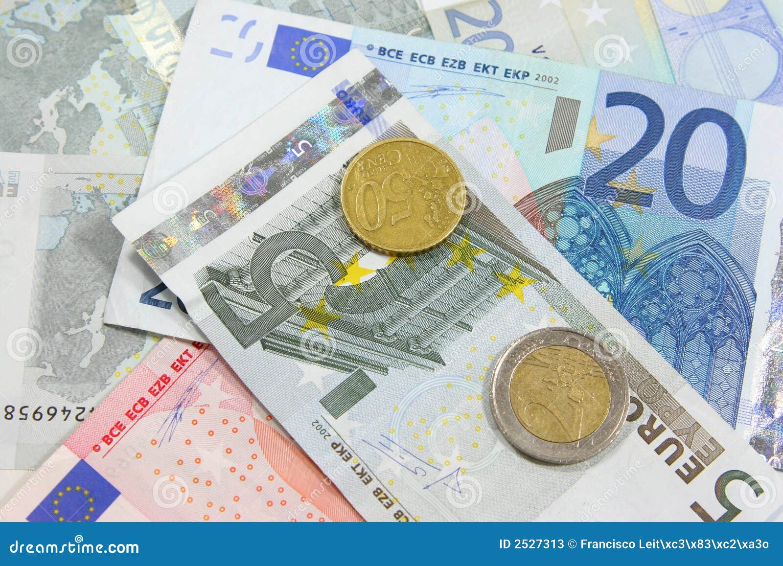 Euro notes and coins stock image. Image of coins, capital - 2527313