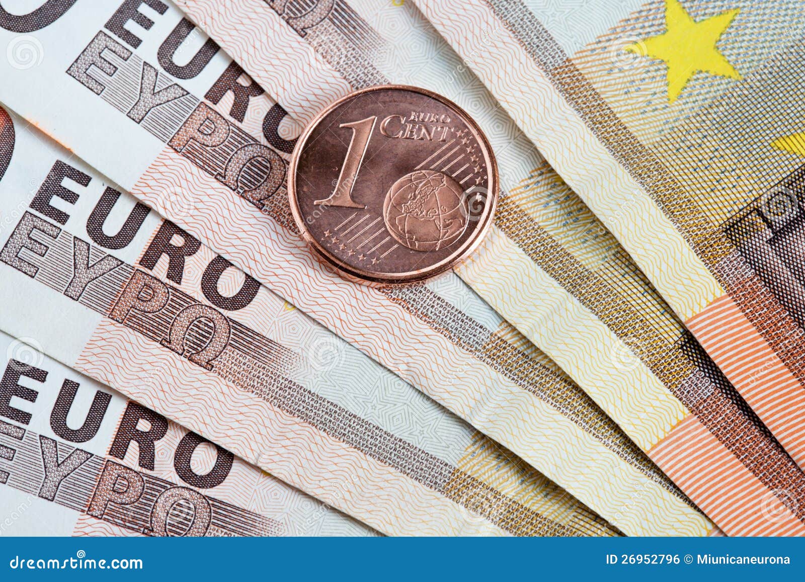 Euro notes and coins stock photo. Image of union, coin - 26952796