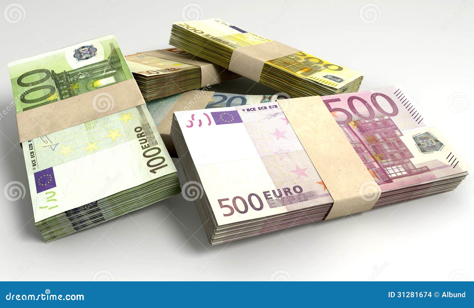 Euro Notes Collection Pile Close Stock Images - Image: 31281674
