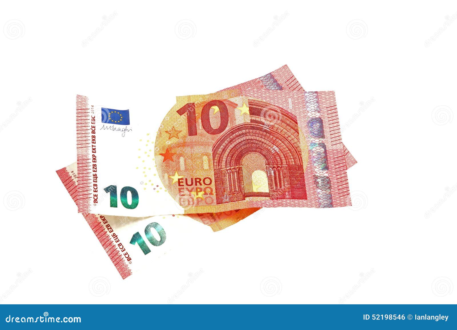 Euro Notes on a Plain White Background. Stock Photo - Image of ...