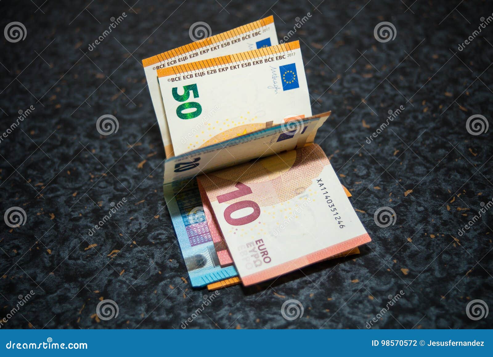 Euro notes on a table stock photo. Image of money, cash - 98570572
