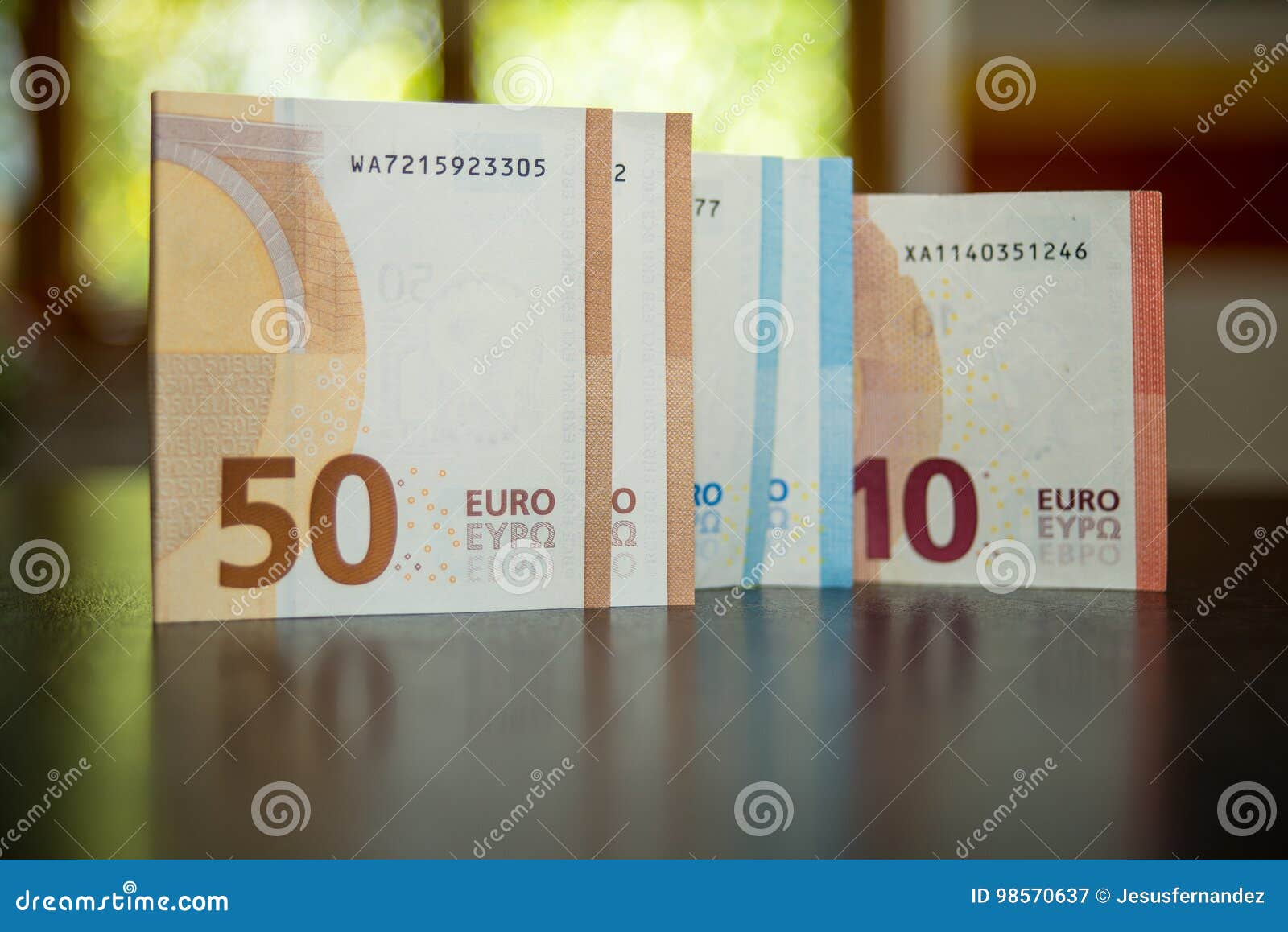 Euro notes on a table stock image. Image of europe, european - 98570637