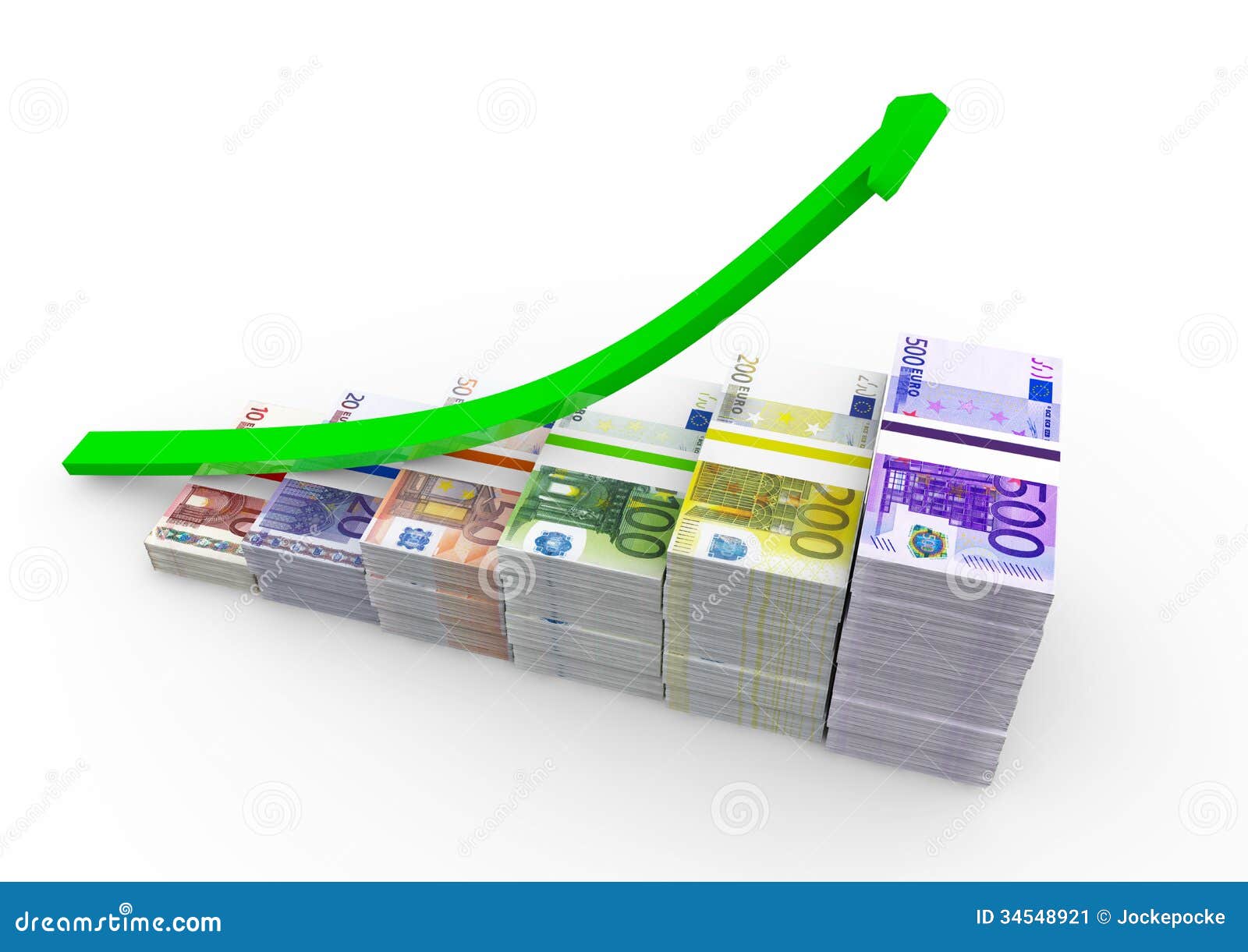 Euro notes with up arrow stock illustration. Illustration of currency ...