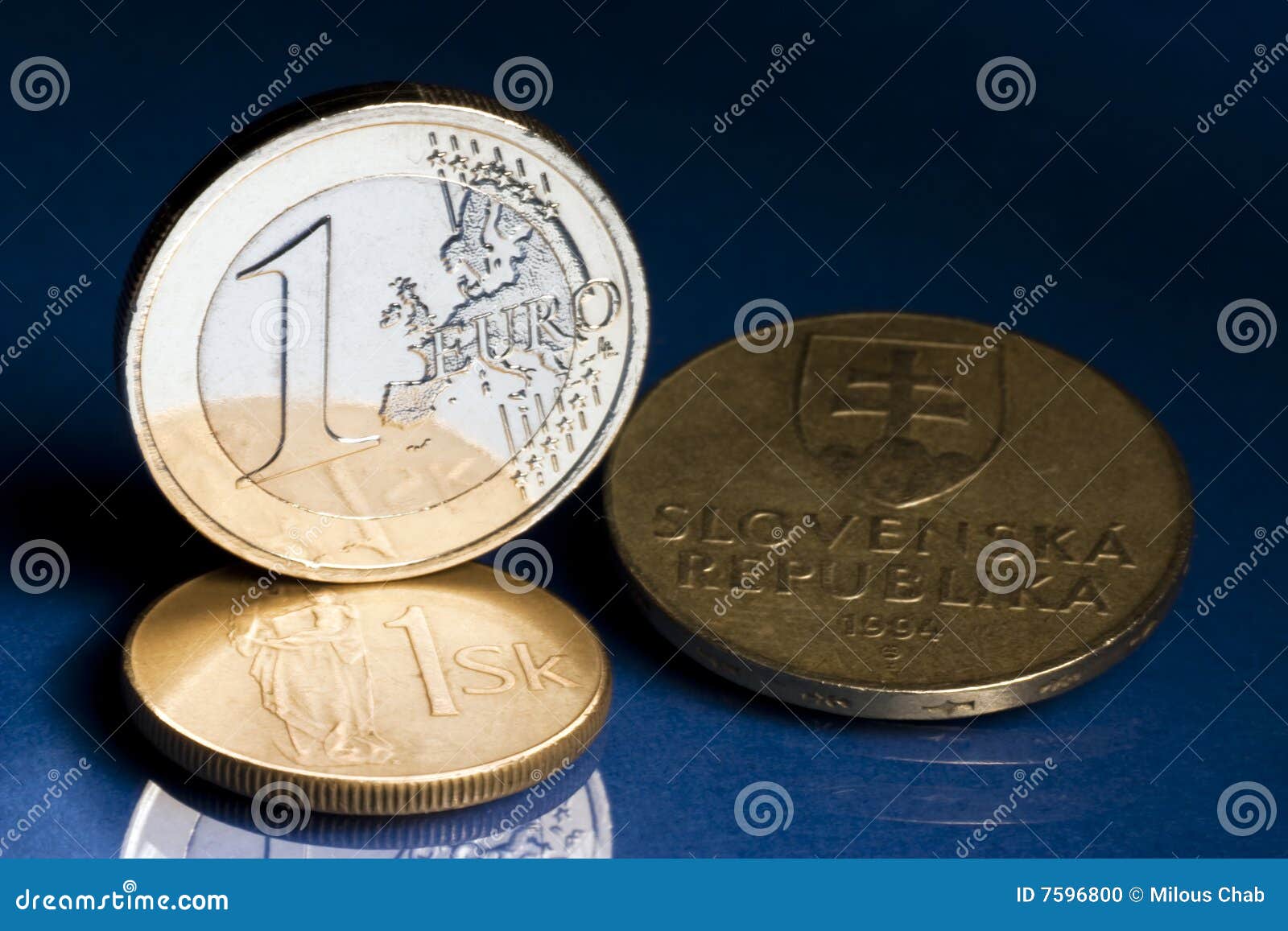 Euro and old Slovak koruna stock photo. Image of finance - 7596800