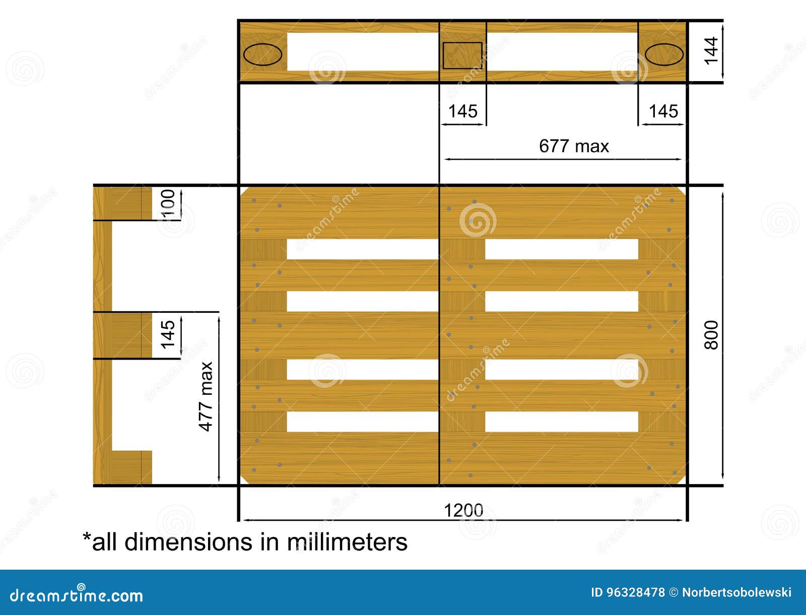 Euro pallet vector illustratie. Illustration of norm - 96328478