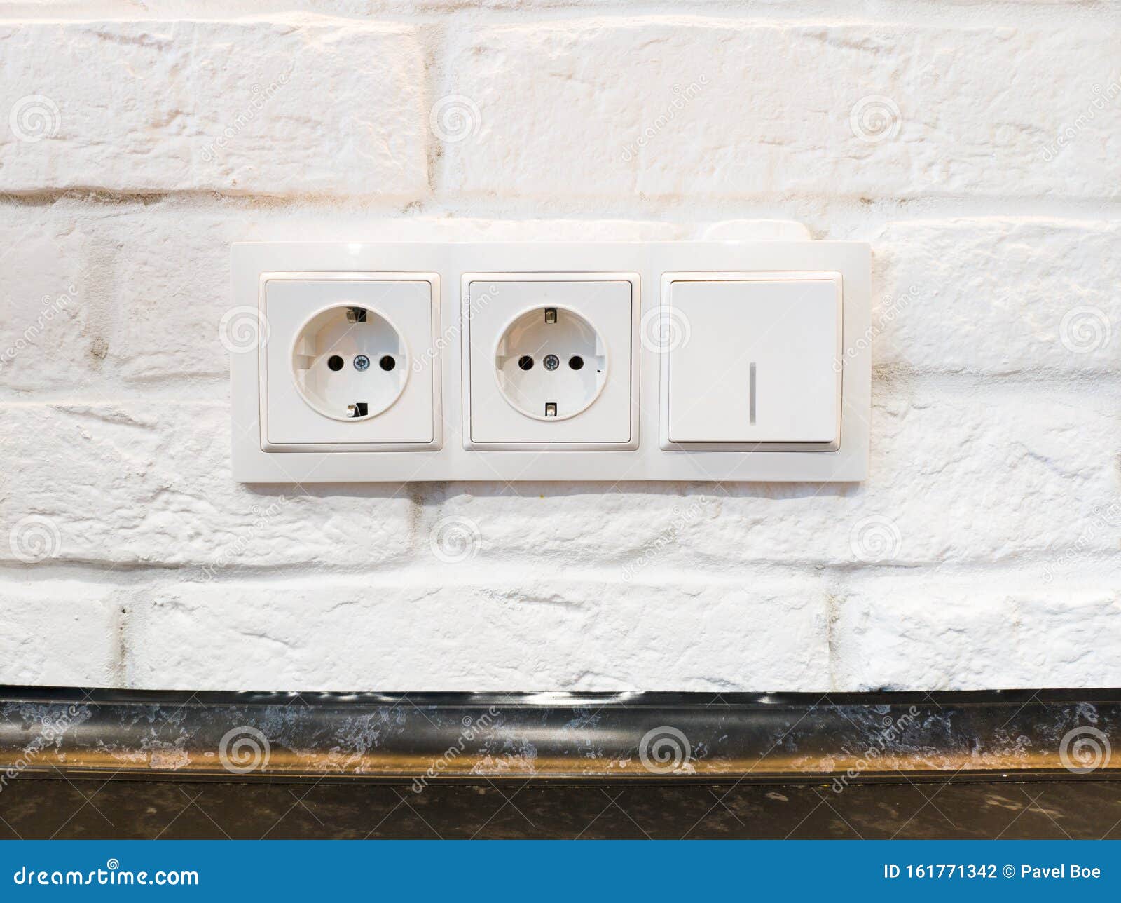 Euro Plug Socket On White Brick Wall Stock Photography | CartoonDealer ...