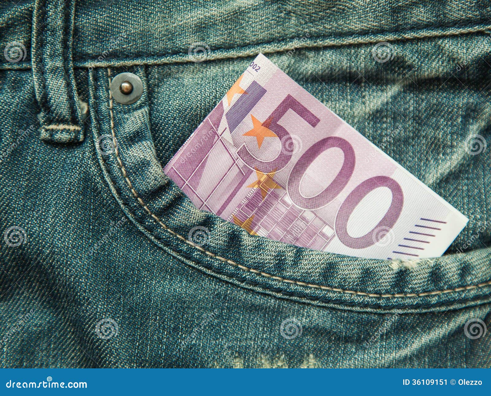 500 Euro in the Pocket of Jeans... Stock Image - Image of macro ...