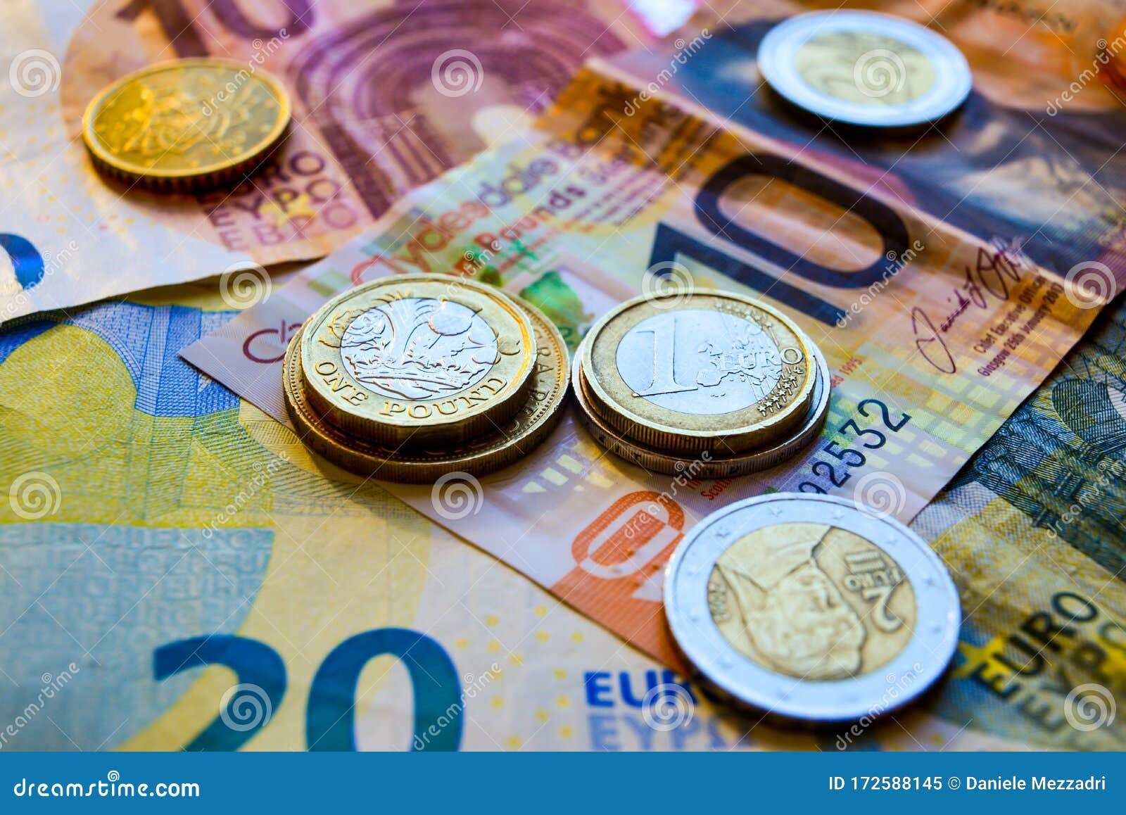 Euro and Pounds Coins and Banknotes Stock Image - Image of business ...