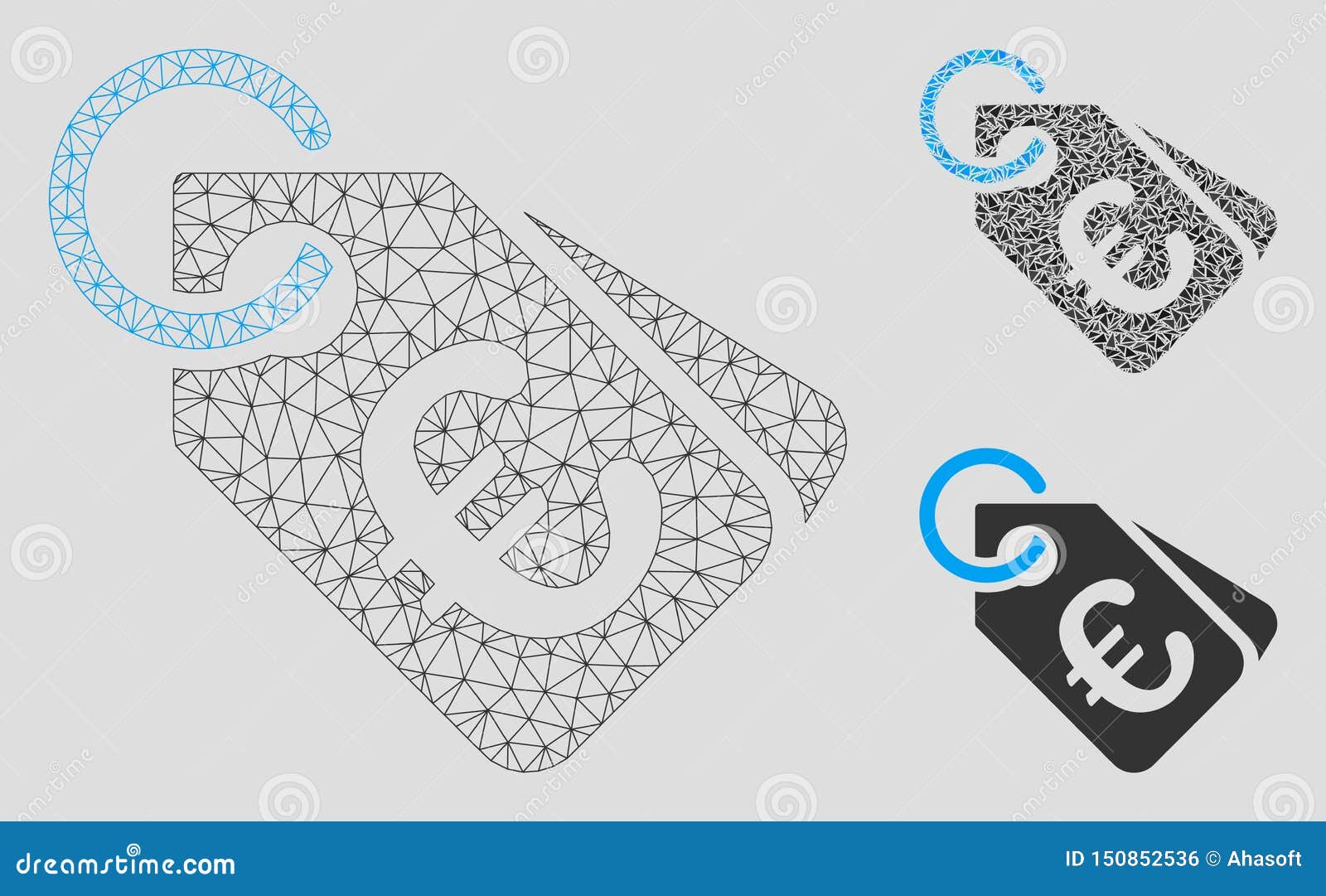 Euro Price Tags Vector Mesh 2D Model and Triangle Mosaic Icon Stock ...