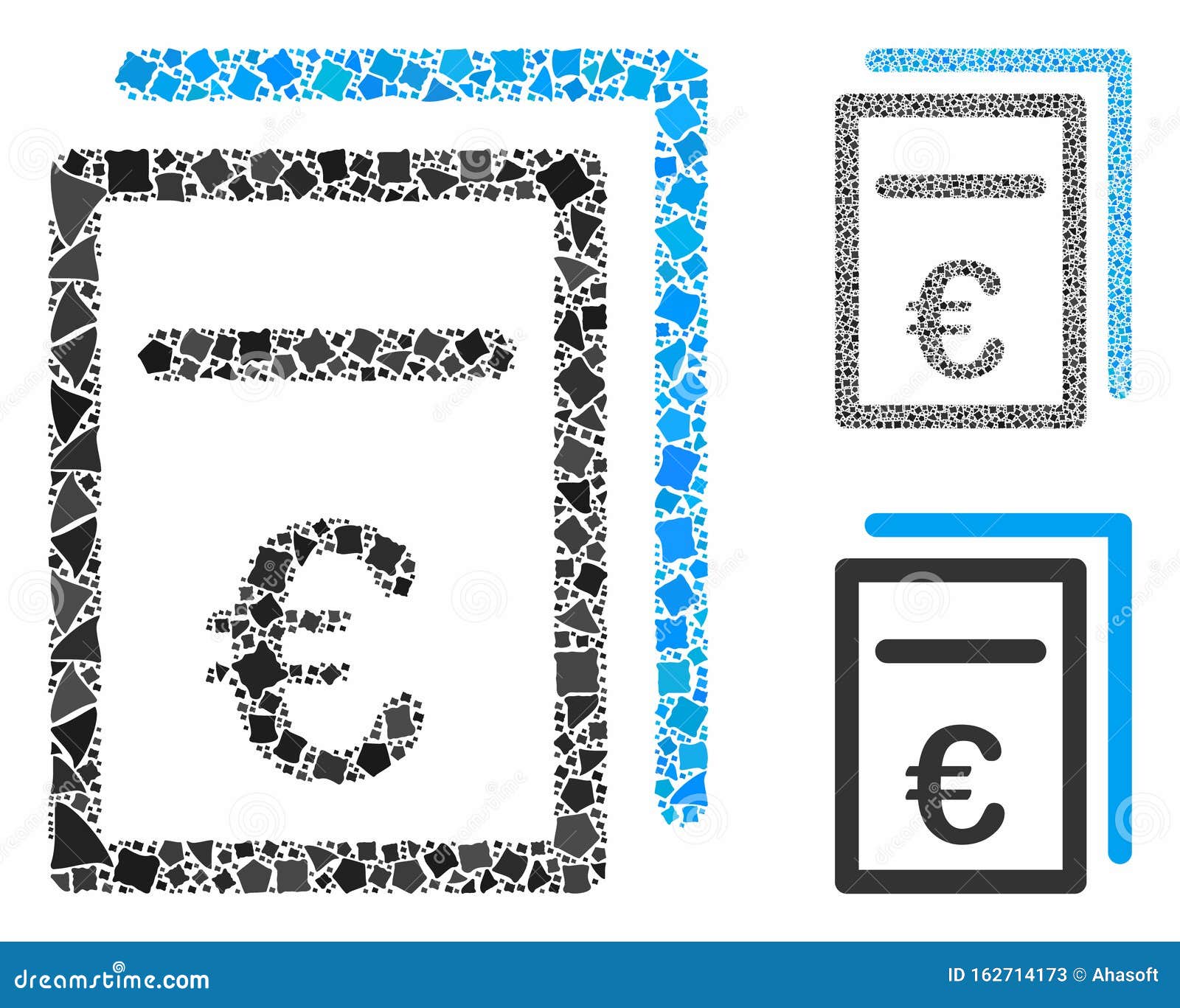 Euro Pricing Documents Composition Icon of Uneven Items Stock ...
