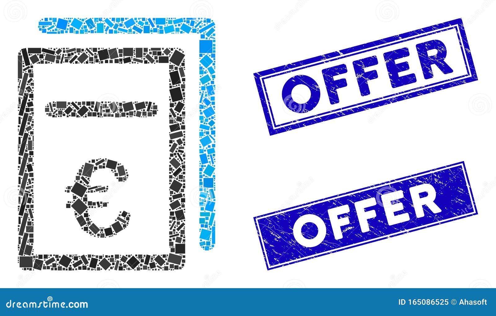 Euro Pricing Documents Mosaic and Scratched Rectangle Offer Stamp Seals ...