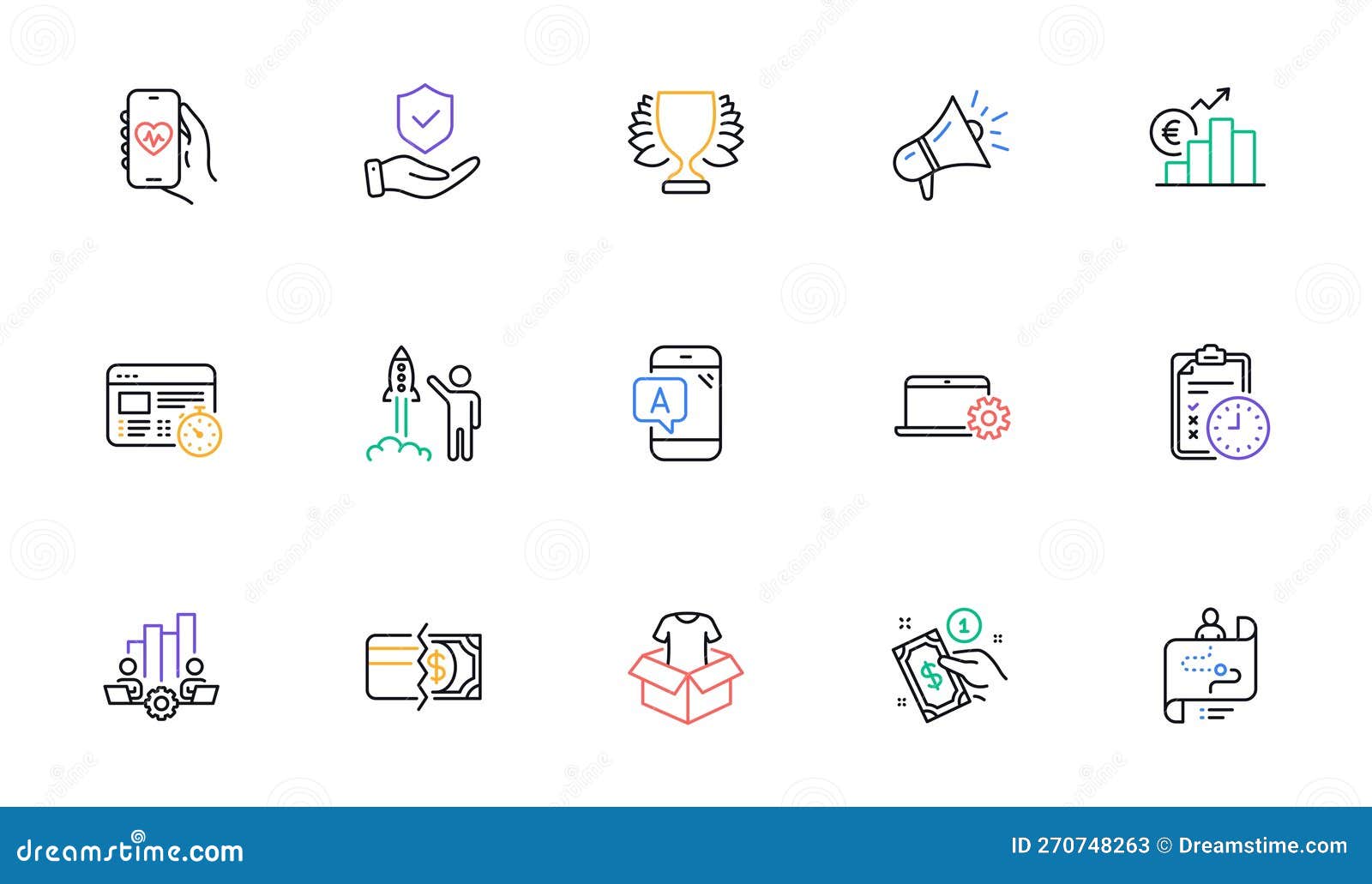 Euro Rate, Teamwork Chart and Ab Testing Line Icons for Website ...