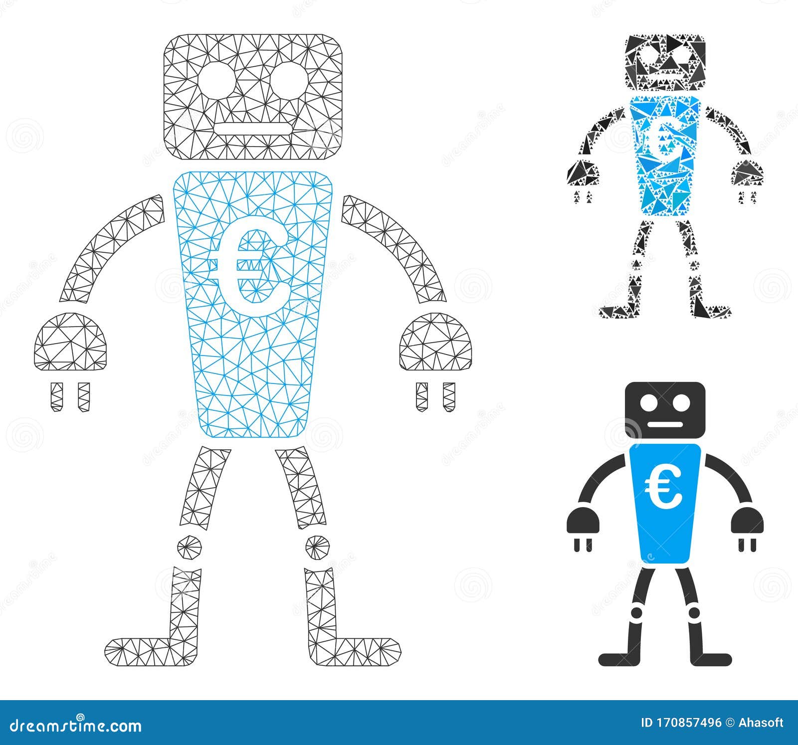 Euro Robot Vector Mesh Wire Frame Model and Triangle Mosaic Icon Stock ...